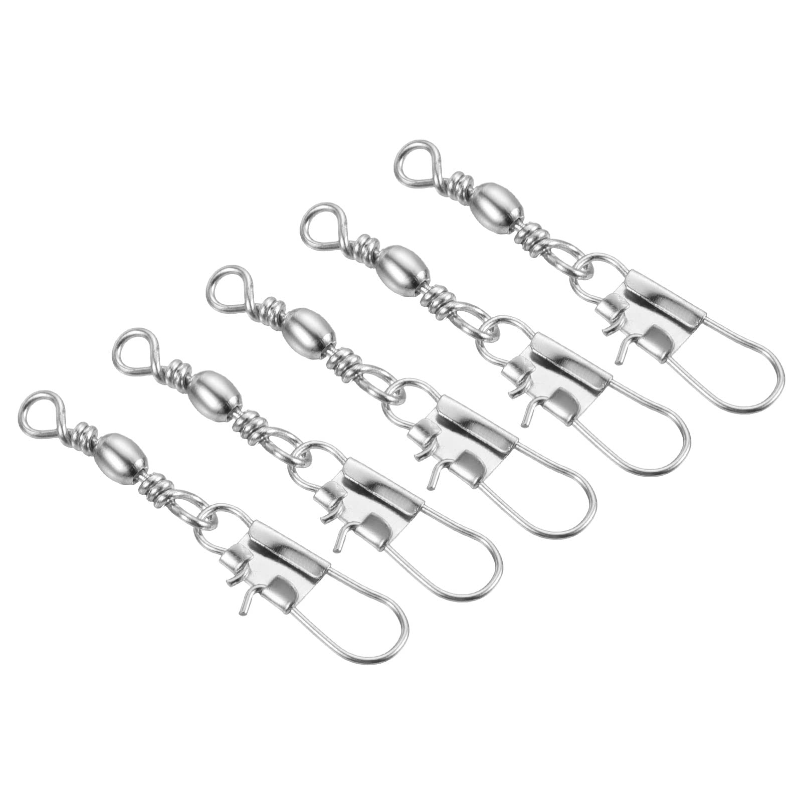 PATIKIL Fishing Barrel Swivel with Interlock Snap, 100Pcs 11lb Carbon Steel Solid Ring Terminal Tackle for Saltwater Freshwater Fishing, Silver
