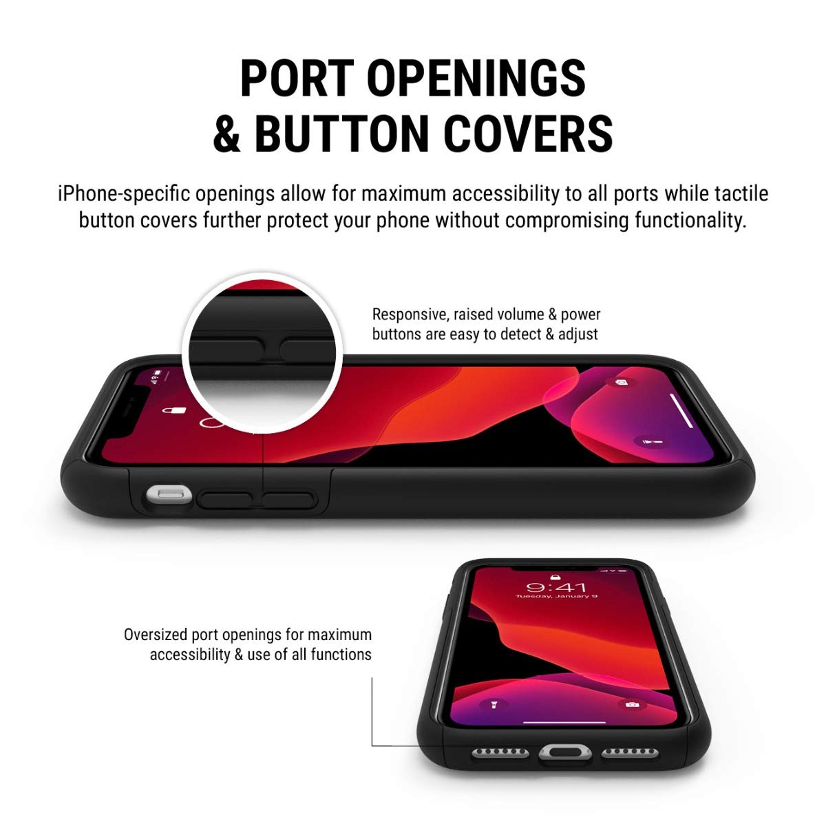Incipio DualPro Dual Layer Case for Apple iPhone 11 with Flexible Shock-Absorbing Drop-Protection - Black