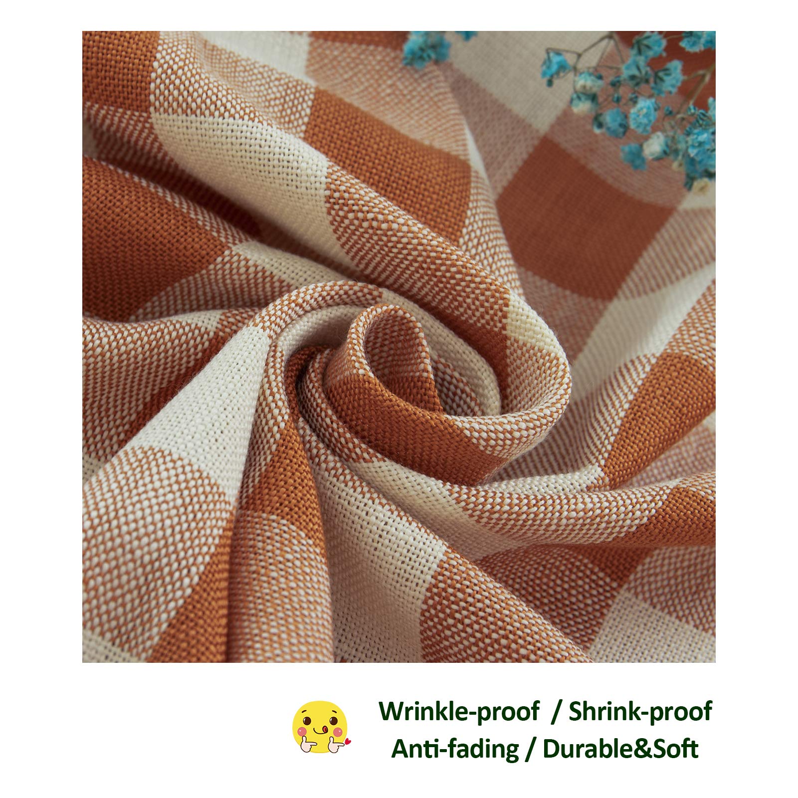 Midsummer Breeze Rustic Gingham Tablecloth, Cotton Buffalo Plaid Table Cloth for Fall Thanksgiving Christmas Kitchen Restaurant Holiday Outdoor Picnic Decoration(Rectangle/Oblong, 55x84,Orange