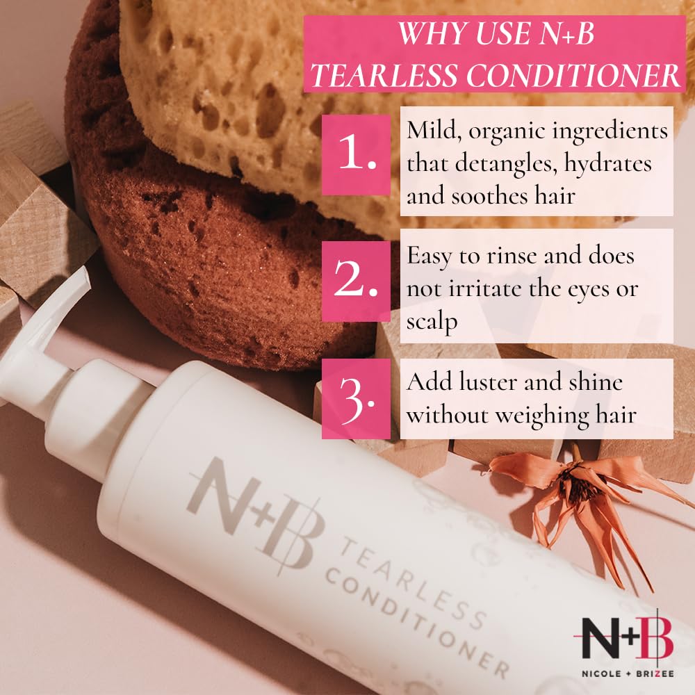 N+B Tearless Collection | Gentle Tear Free Formula | Safe for ALL Ages | Certified Organic Ingredients | USA Made (Shampoo/Conditioner/Detangler)