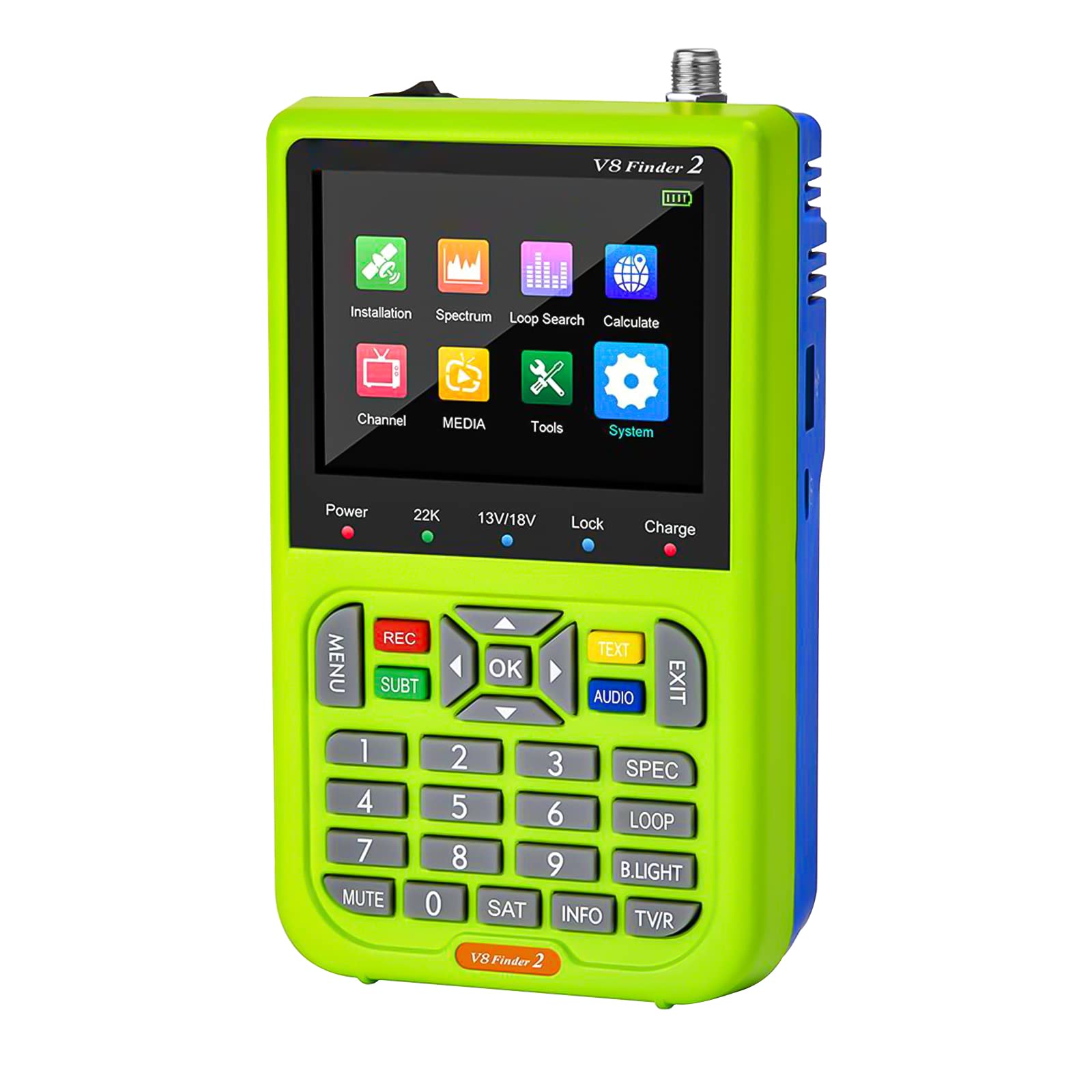 ICQUANZX V8 Satellite Finder Signal Meter Upgraded TV DVB-S2/S2X Receiver Sat Detector, HD 1080P Free to Air FTA 3.5" LCD Built-in 5000mAh Battery for Adjusting Sat Dish