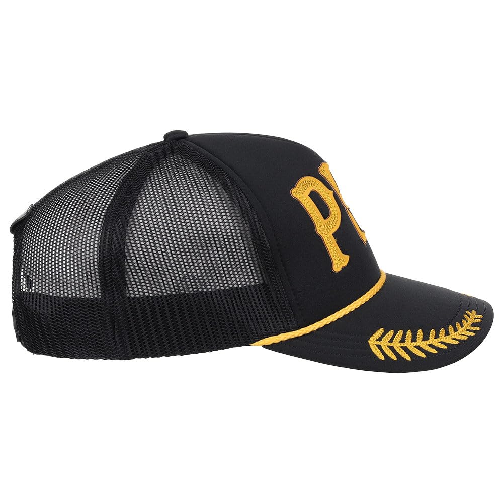 Local Crowns Arizona Leather State Patch Curved Trucker Flag Adjustable Black and White Snapback Cap