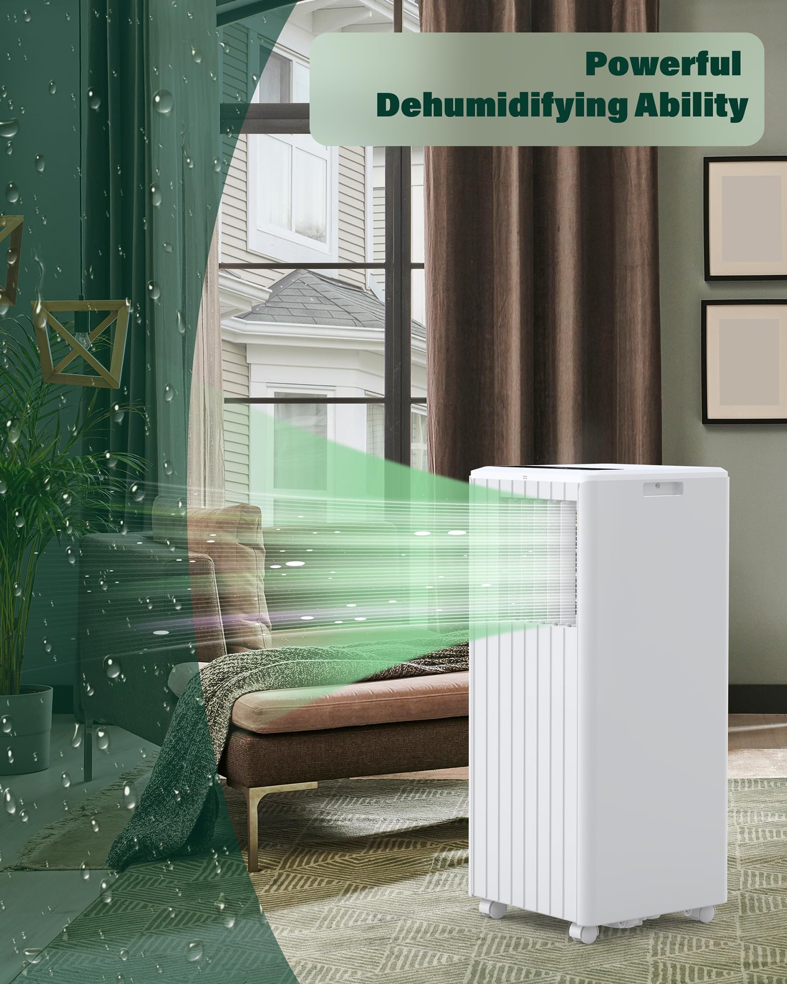 Perbyste 8000 BTU Portable Air Conditioners Cool Up to 350 Sq.Ft, 4 Modes Portable AC Unit with Remote Control/24Hrs Timer/Installation Kits for Home/Office/Dorms, White