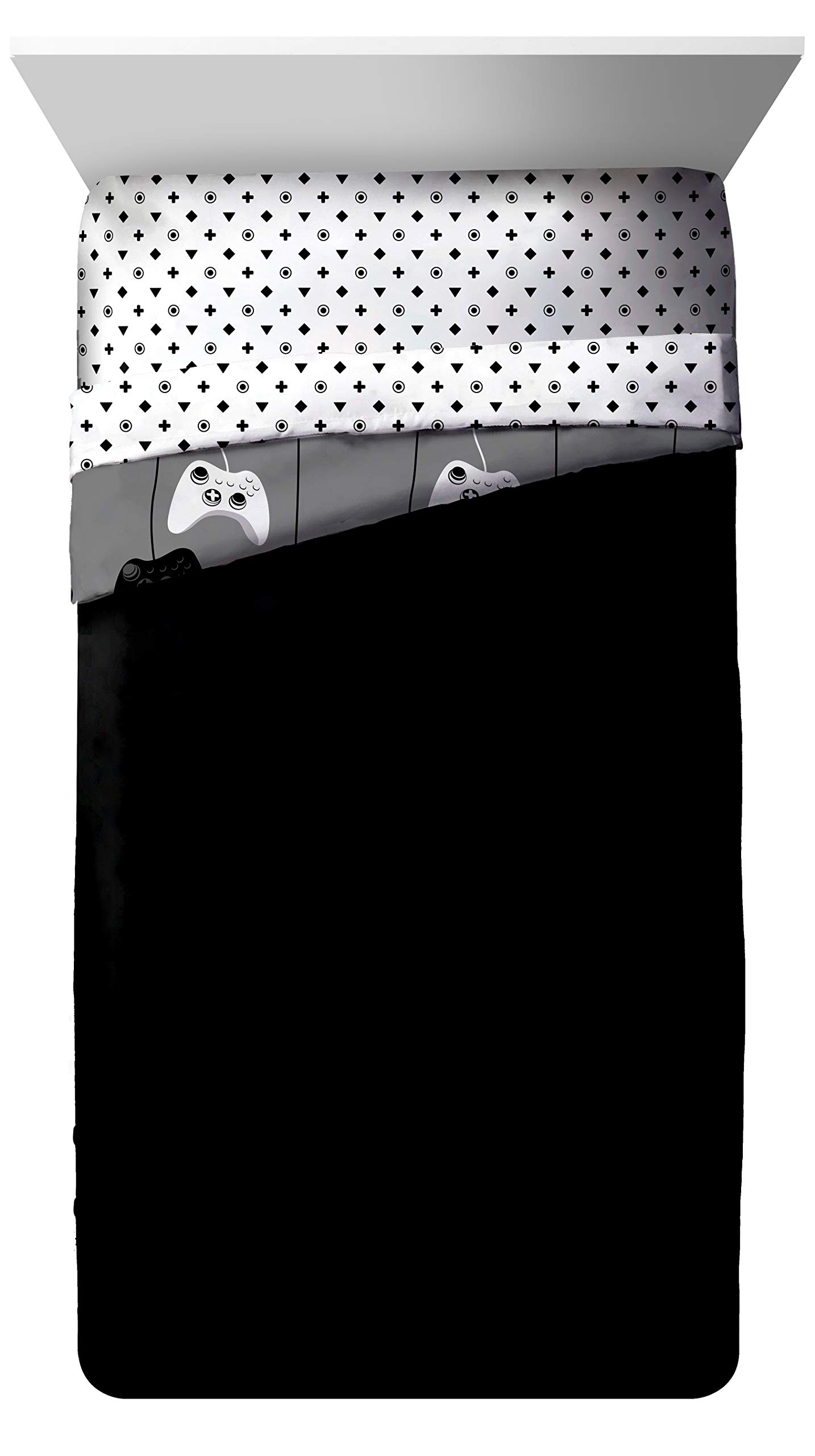 Jay Franco Game On 4 Piece Twin Bed Set - Includes Reversible Comforter & Sheet Set - Bedding Features Video Game Contoller - Super Soft Fade Resistant Microfiber