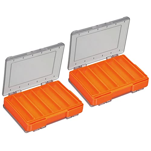 PATIKIL Two-Sided Plastic Box Fishing Lure Storage Container, 2 Pack 12 Grids Fish Tackle Organizer, Gray