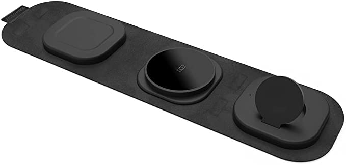 Kocybt 3 in 1 Magnetic Wireless Charger,Foldable Wireless Charger Pad Compatible for 13/13 Pro/13 Pro Max/13 Mini, 12/12 Pro/12 Pro Max/12 Mini, iWatch,AirPods 3/2/Pro,(Adapter Not Included) (Black)