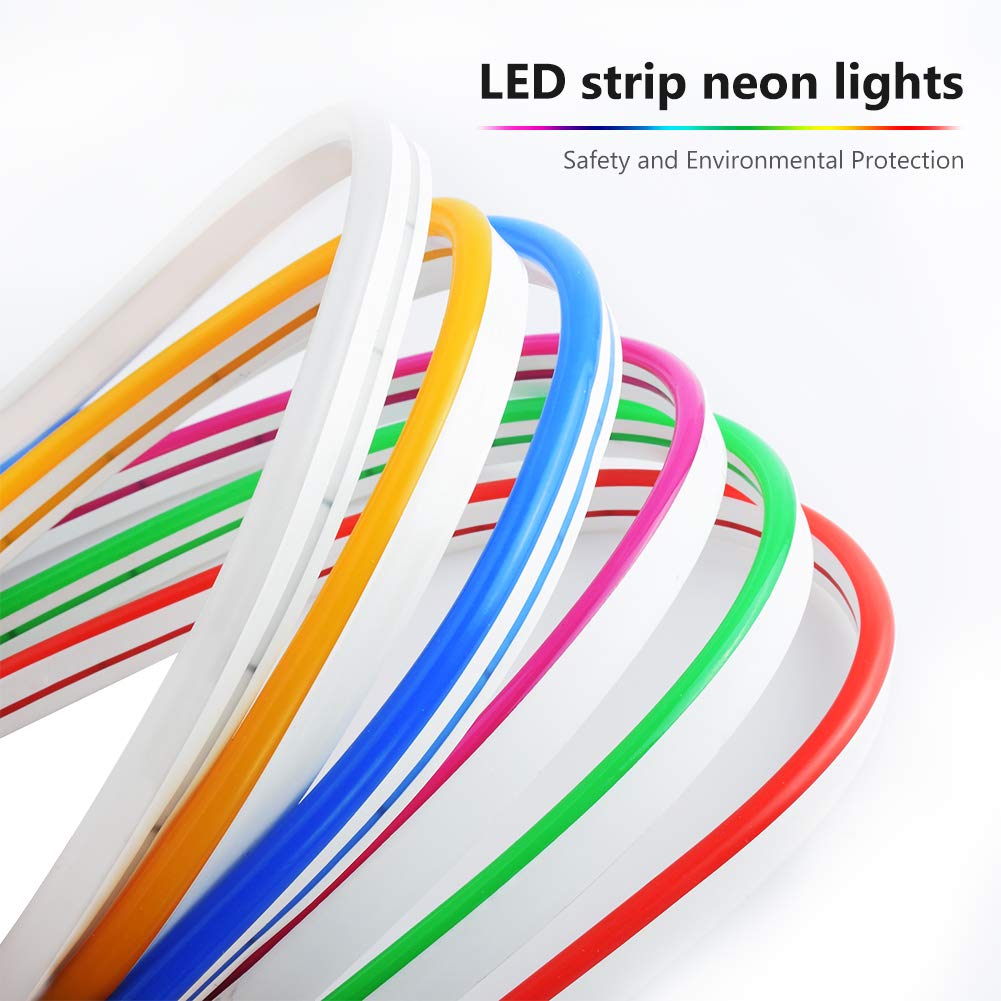 LanM Epoch Neon LED Strip Light|with DC Power Adaptor 3.3ft/1m 12V DC 120 SMD2835 LEDs Waterproof Flexible LED NEON Light for Indoors Outdoors Decor (Ice Blue)