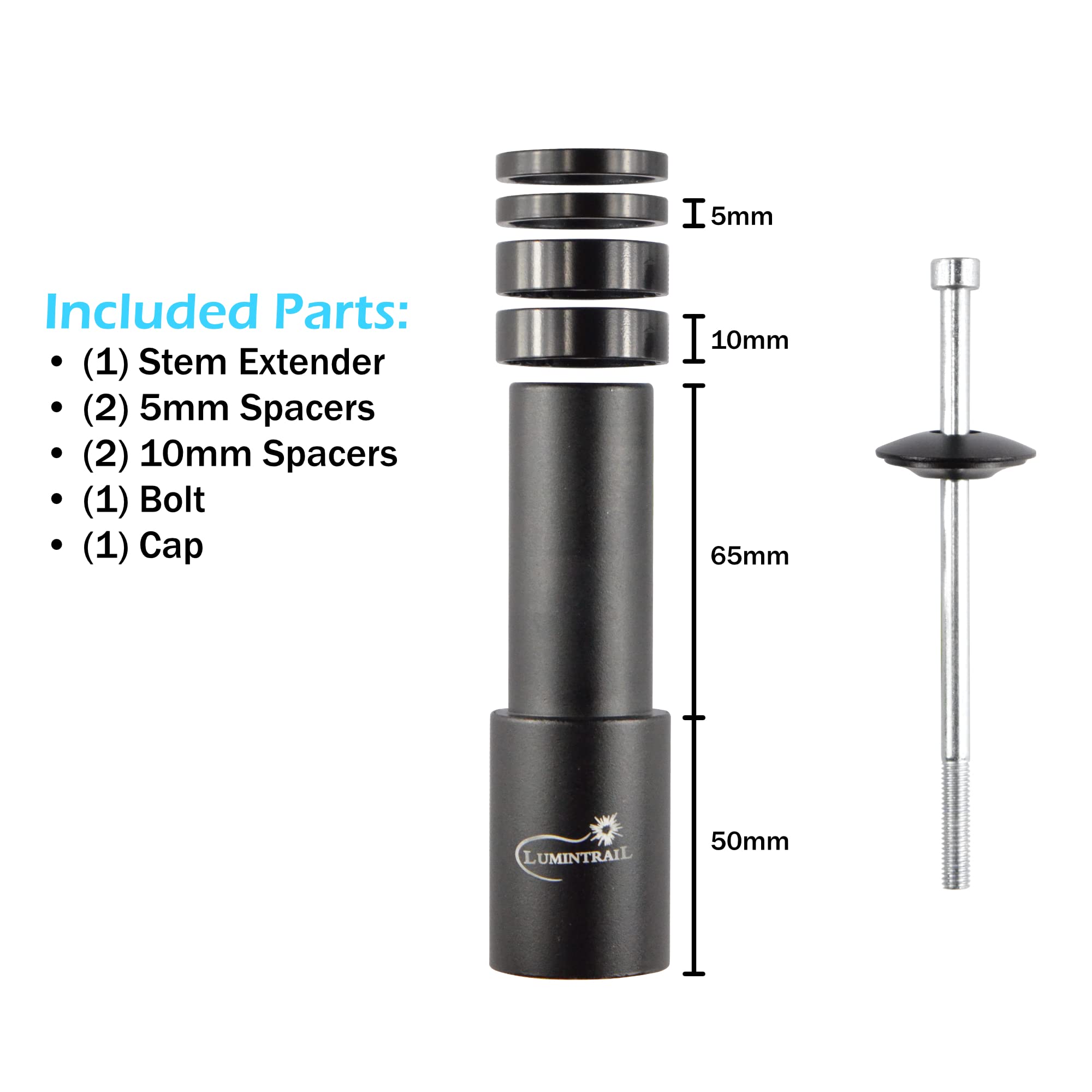Lumintrail Bike Stem Extender Riser, 3.15" (80mm) Handlebar Riser for Mountain Bike and Road Bike with 1-1/8" Fork for Comfortable, Upright Riding