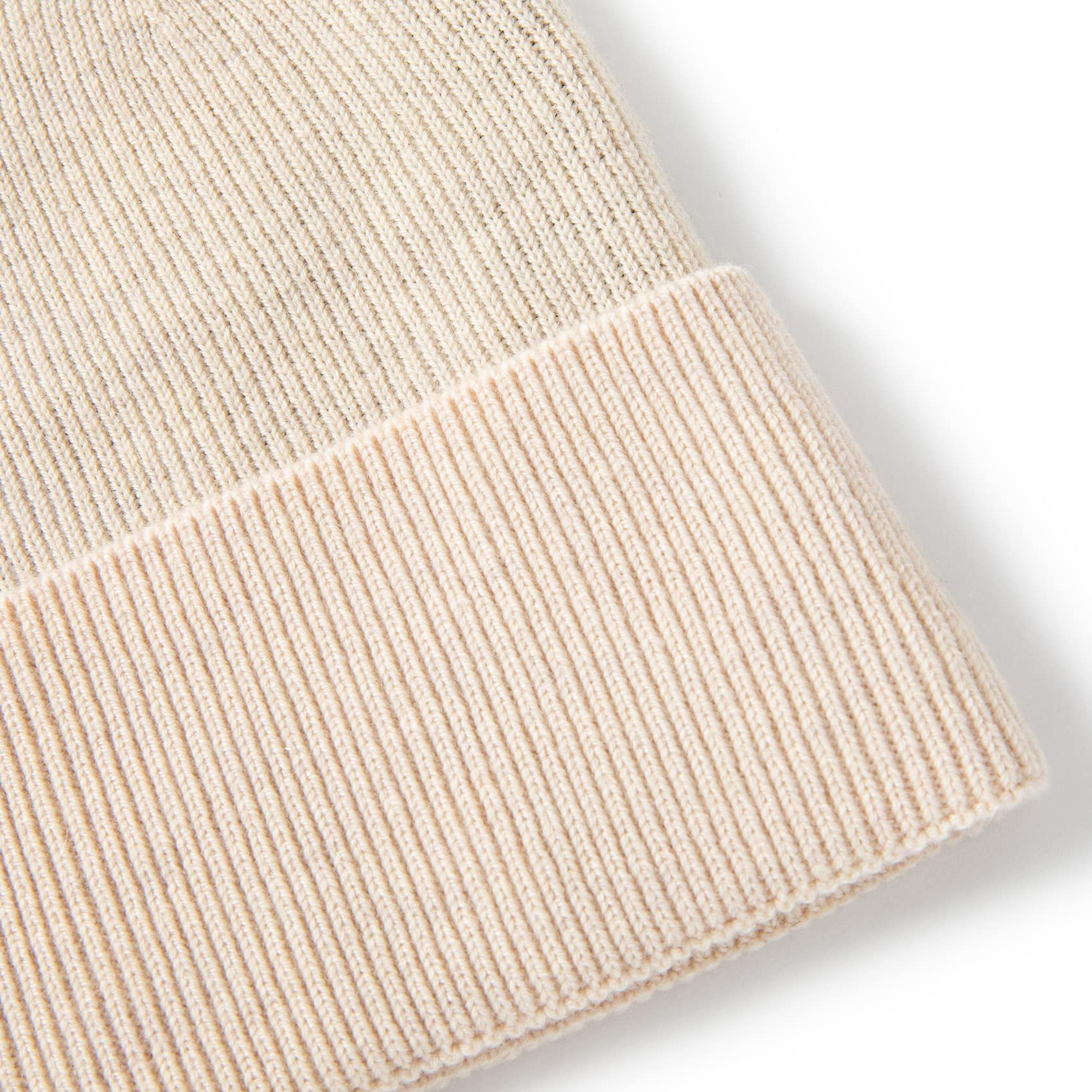 Lallier 100% Merino Wool Beanie for Men and Women, Pure Wool Ribbed Knit Warm Winter Hat with Gift Box (Beige)