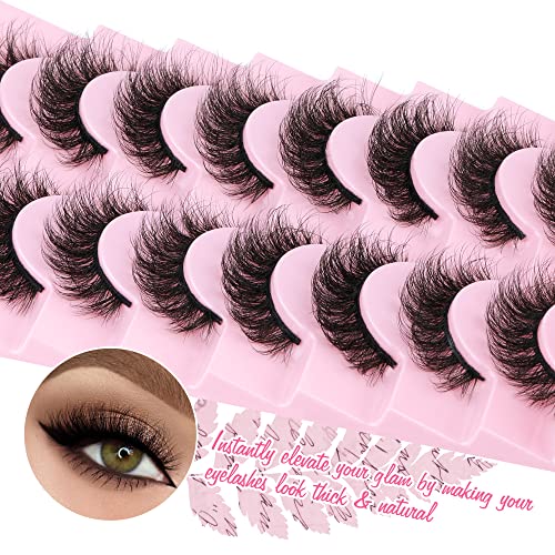 Lashes Natural Look False Eyelashes Wispy Mink Lashes Natural Lashes Extension Fluffy 5D Short Fake Eyelashes Curly Soft Lashes 8 Pairs Pack by GVEFETIEE
