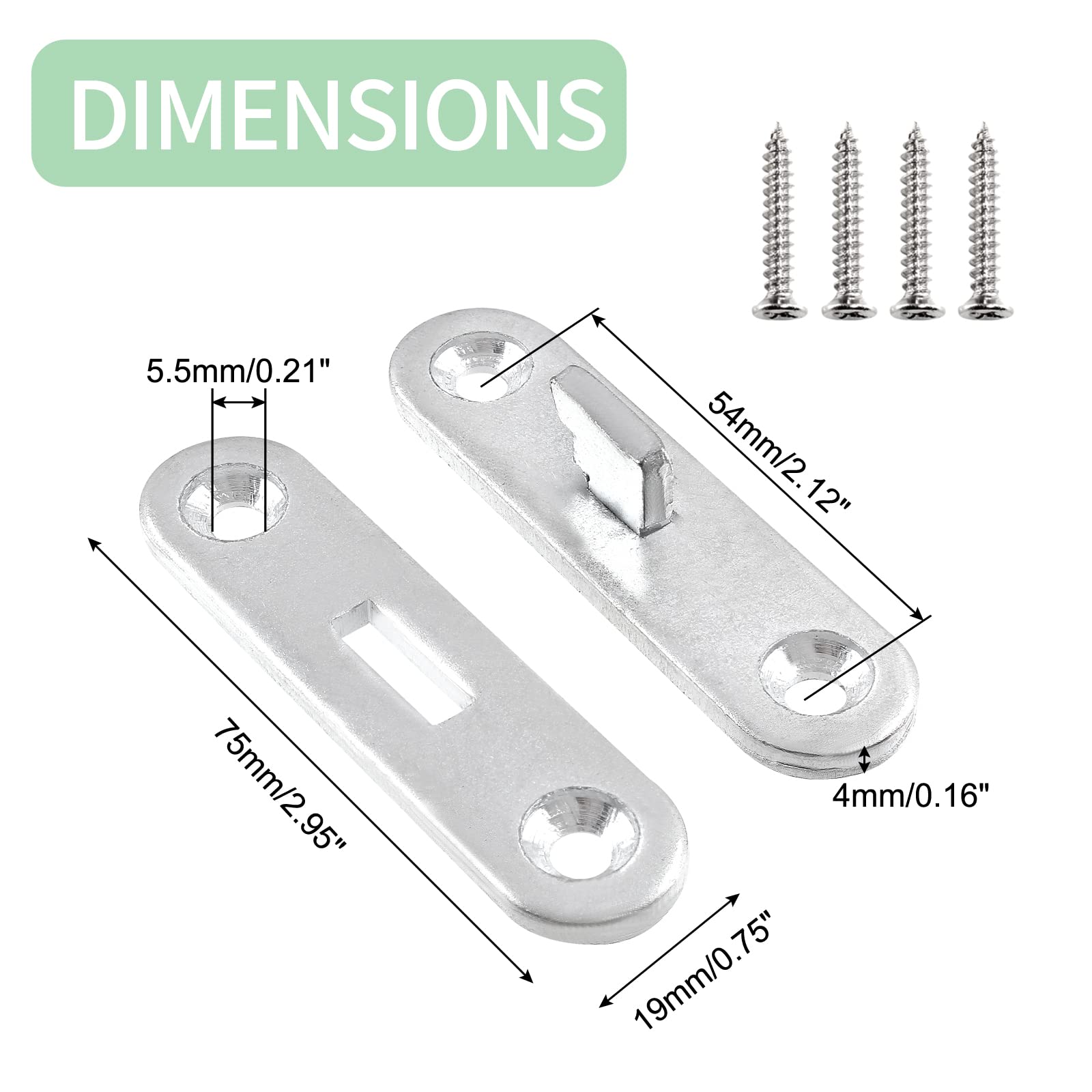 LifCratms Pack of 4 Wood Bed Rail Fasteners, 3 Inch Thicken Bed Connecting Fittings Bed Frame Rail Hardware