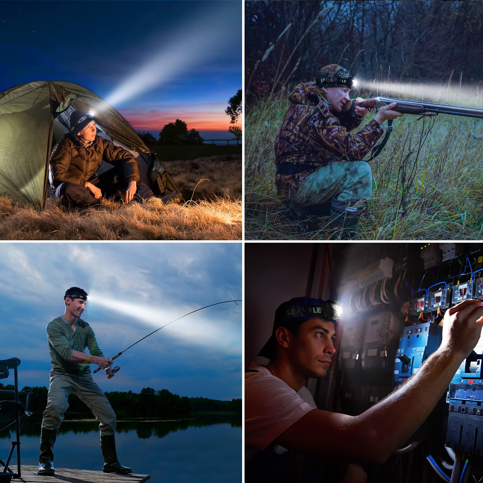 Lighting EVER LED Rechargeable Headlamp, Super Bright High Lumen Head Lamp with 5 Modes and White Red Light, Waterproof Forehead Flashlight for Outdoor Camping, Hiking, Hunting, Running, Survival