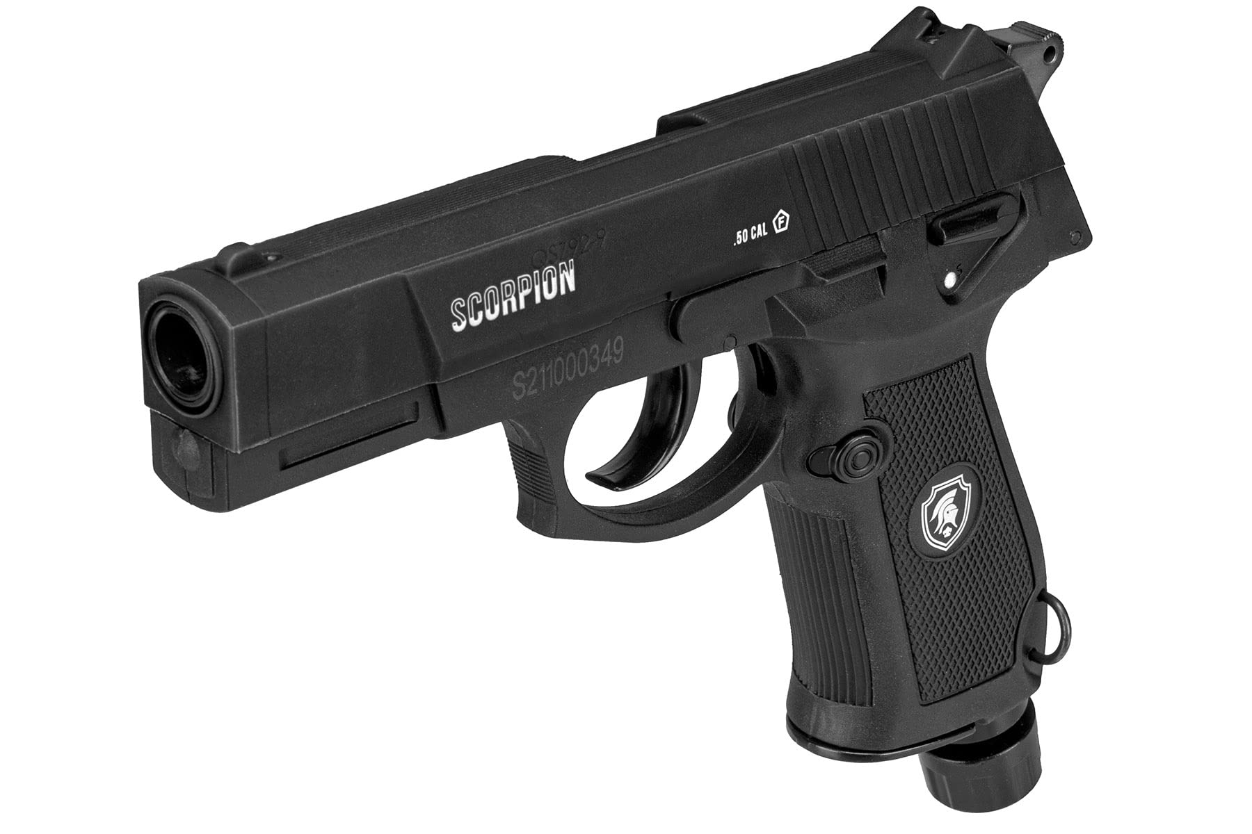 Lancer Tactical Scorpion 0.5 Caliber Non-Blowback Air Pistol - Less Lethal, Ideal for Home and Personal Defense, Police-Grade Pepper Projectile Gun-(Black Package)