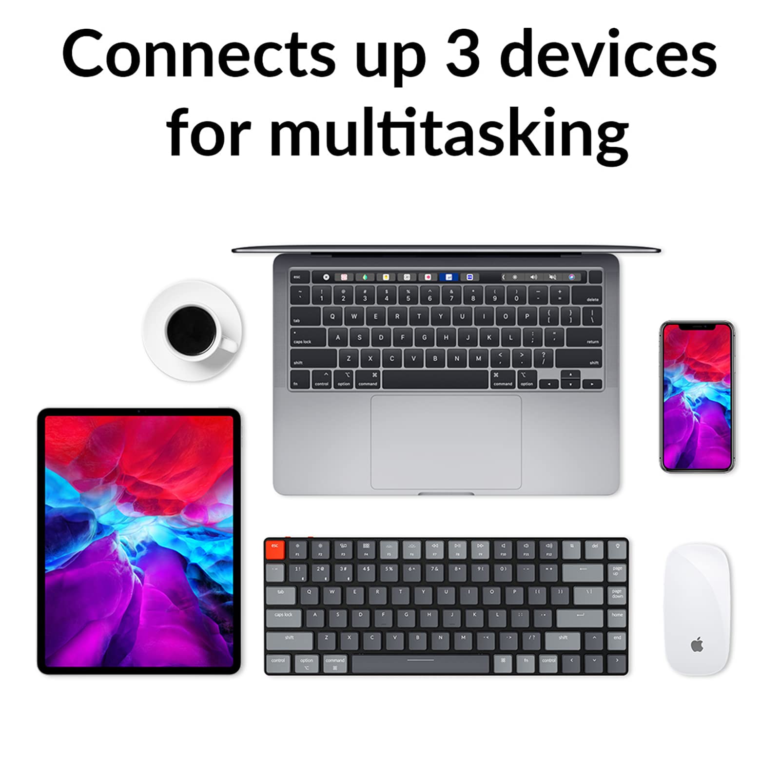 Keychron K3 Ultra-Slim 75% Layout Wireless Wired Mechanical Keyboard, Compact 84 Keys Bluetooth RGB LED Backlit for Mac Windows, Low Profile Gateron Red Switch, Version 2