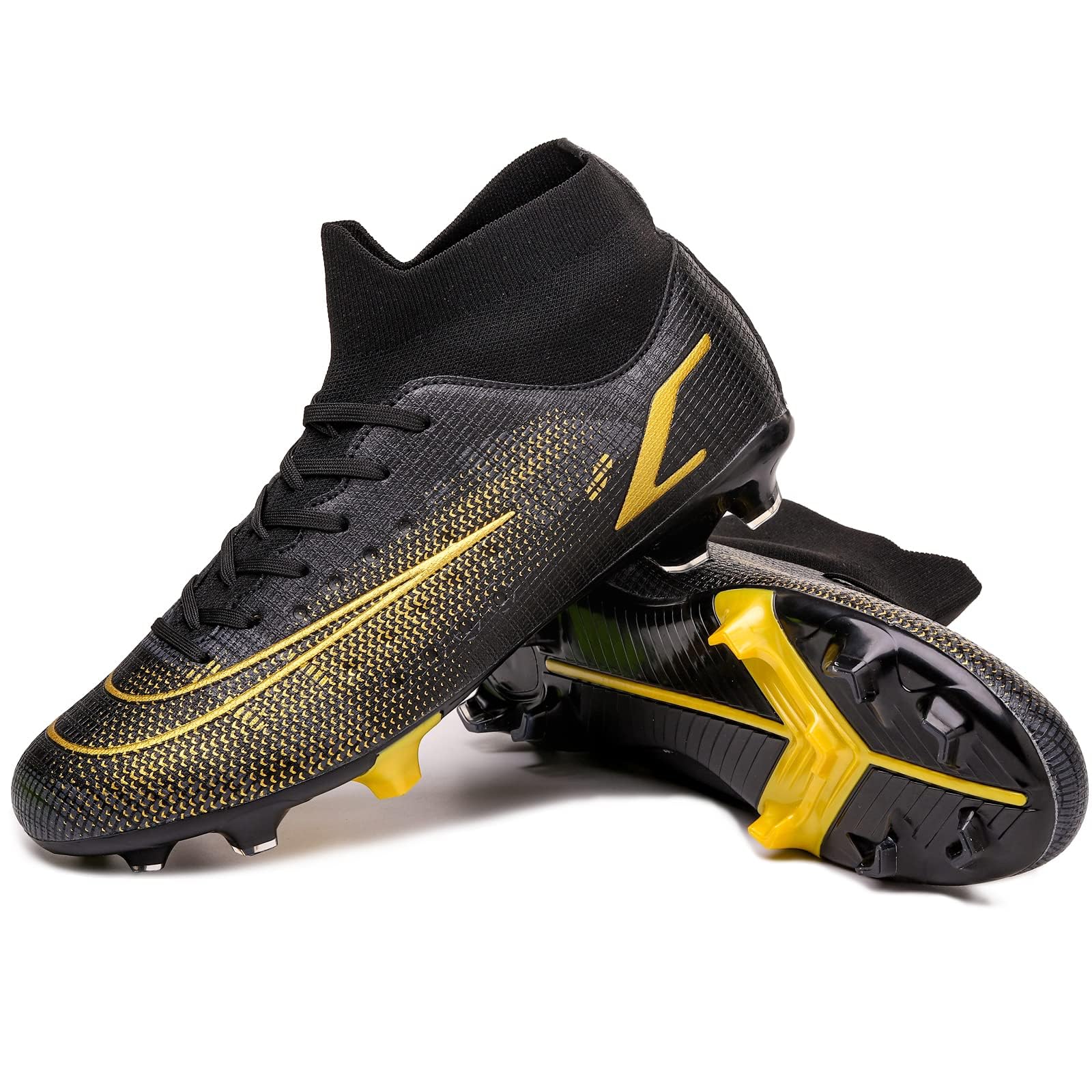 Patomio Eagle Mens Football Cleats Soccer Shoes Breathable Lightweight Durable Non-Slip Training Sneakers Black