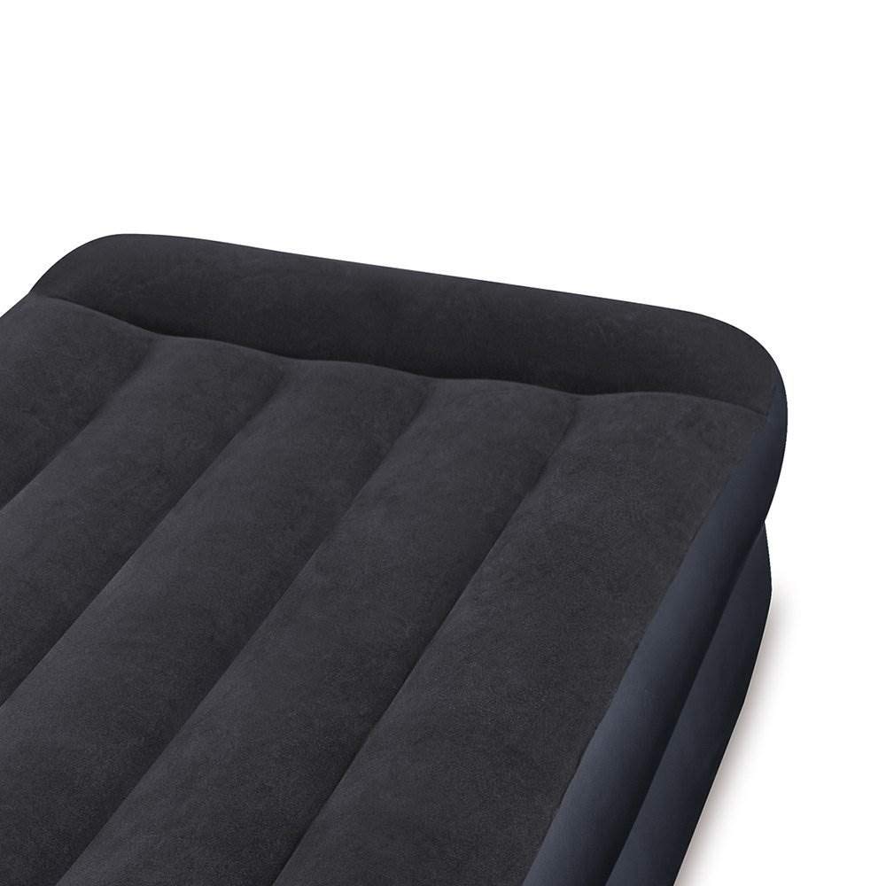 Intex Dura-Beam Fiber-Tech Elevated Inflatable Built-In Pillow Rest Raised Airbed Mattress with Internal Electric Pump and Carry Bag, Twin