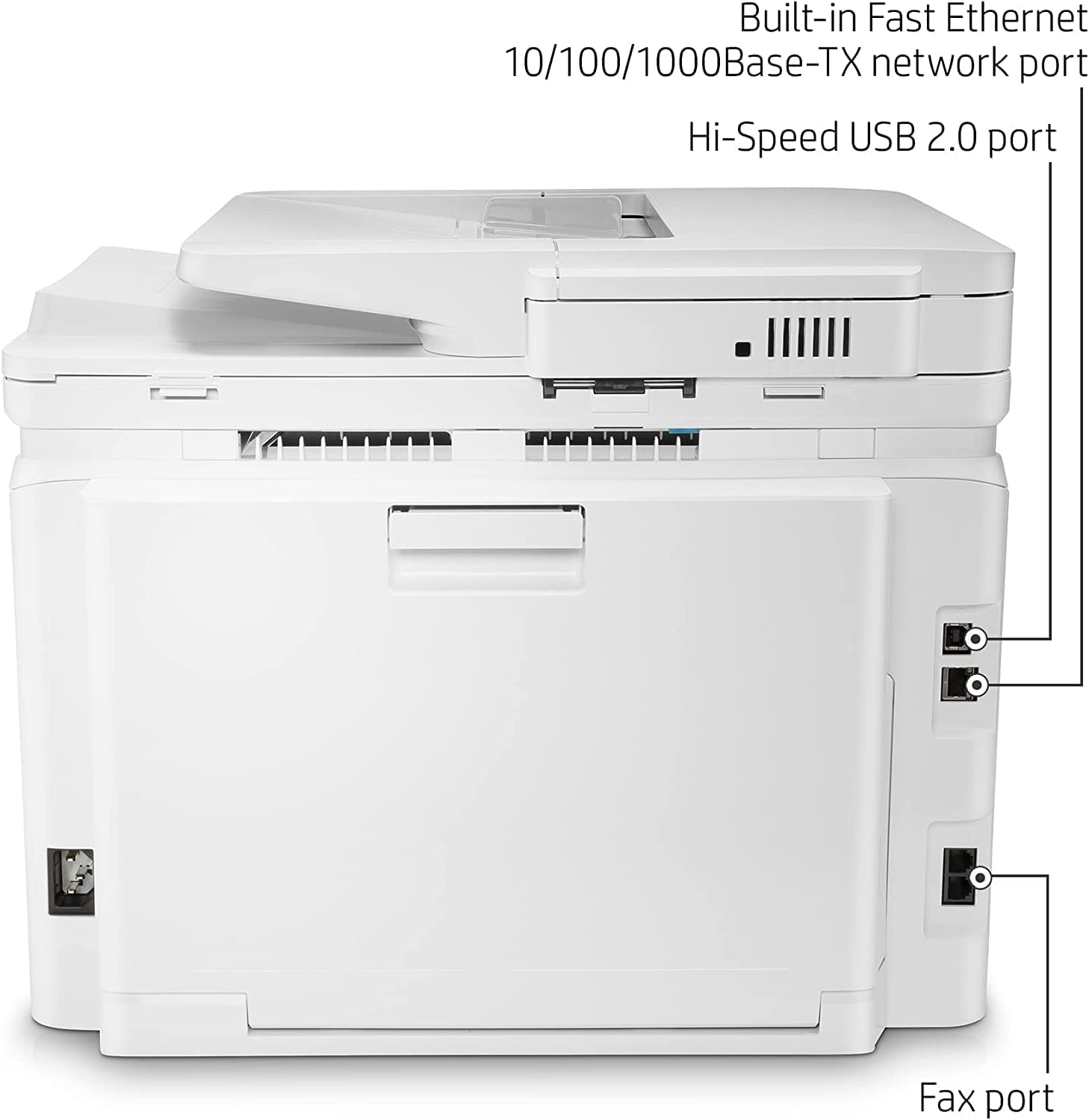 HP Laserjet Pro MFP M283cdw Wireless Ethernet All-in-One Color Laser Printer, White - Print Scan Copy Fax - 22 ppm, 2.7" Display, 600 x 600 dpi, 8.5 x 14, 50-Sheet ADF, Auto Duplex Printing