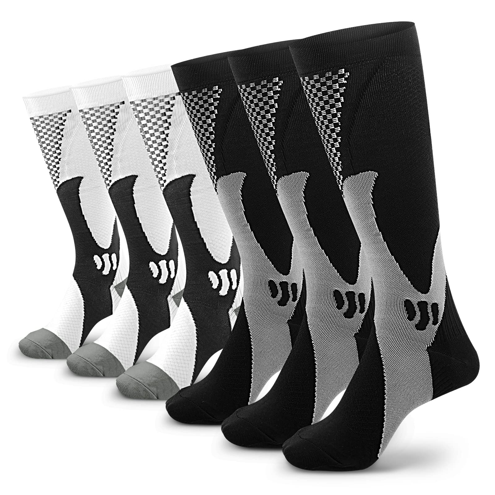 Linkidea 6 Pairs Soccer Socks, Mid-Calf Protective Sports Socks, Thick Outdoor Running Training Compression Socks (as1, alpha, x_l, xx_l, regular, regular)