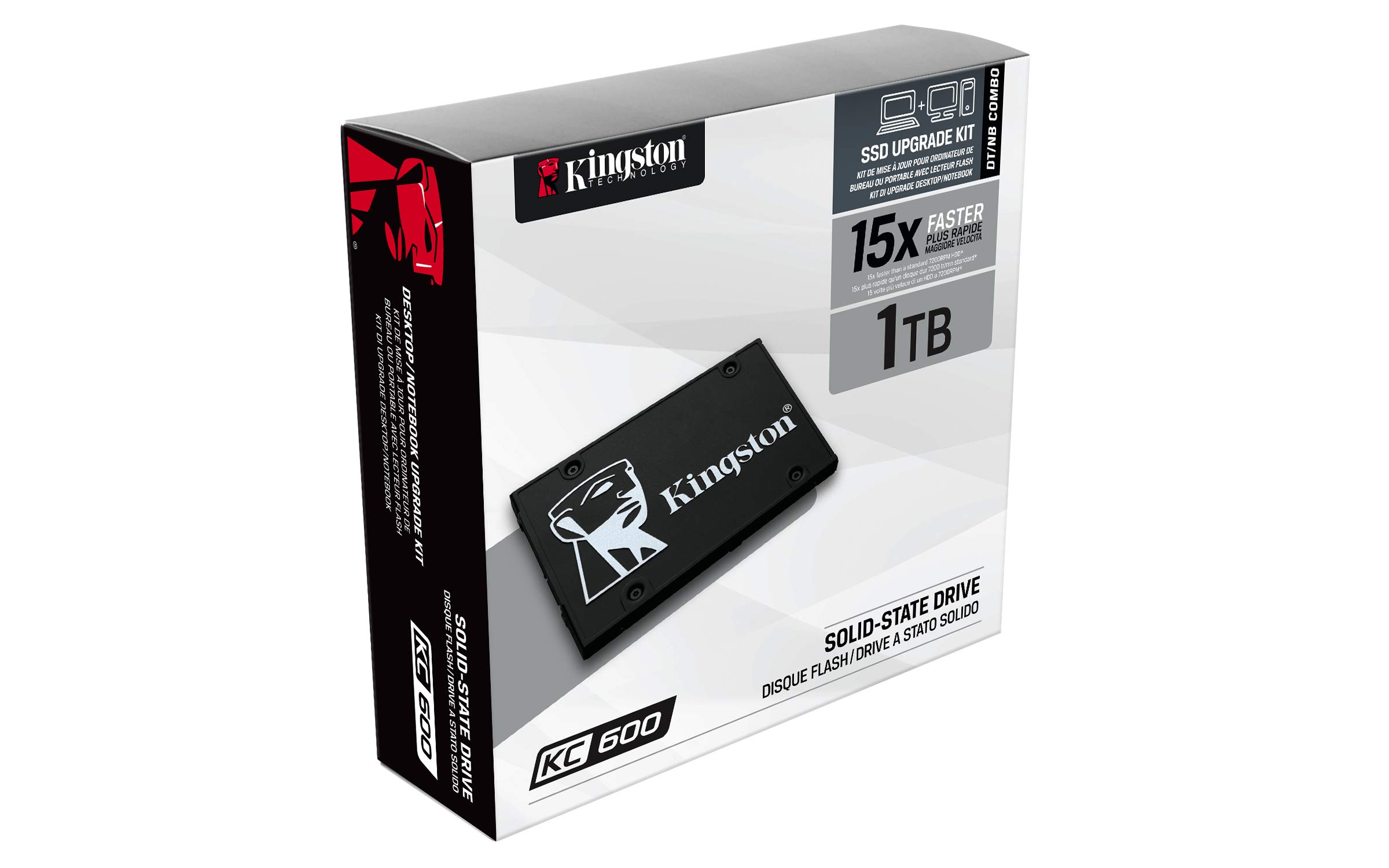 Kingston KC600 SSD SKC600B/1024G Internal SSD 2.5 Inch, SATA Rev 3.0, 3D TLC, XTS-AES 256-bit Encryption - with Upgrade Kit