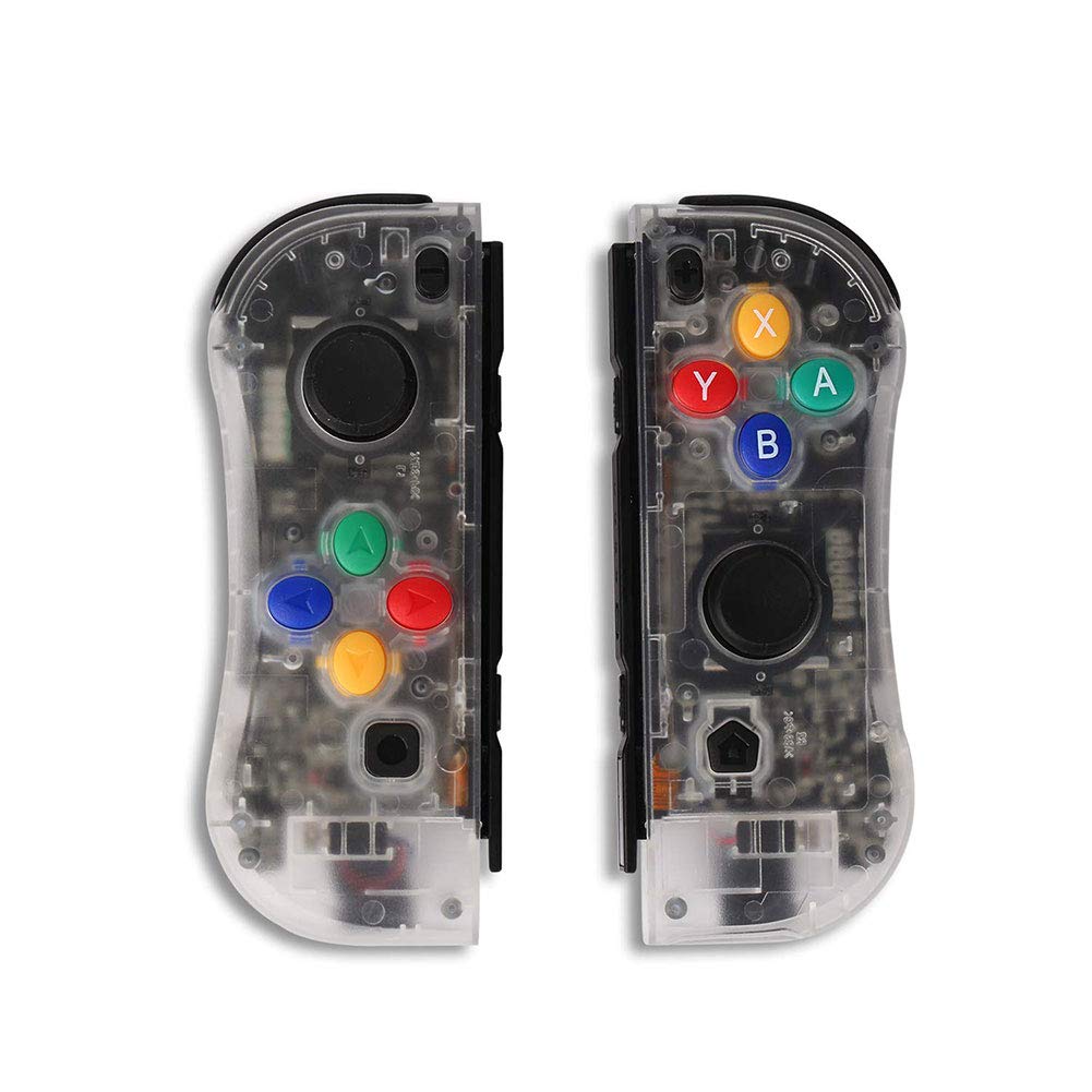 Joy Pad Controllers Replacement for Switch, Switch Remote Wireless Gamepad as Alternative to NS Controllers, L/R Joycon Pad with Wrist Strap (Transparent)