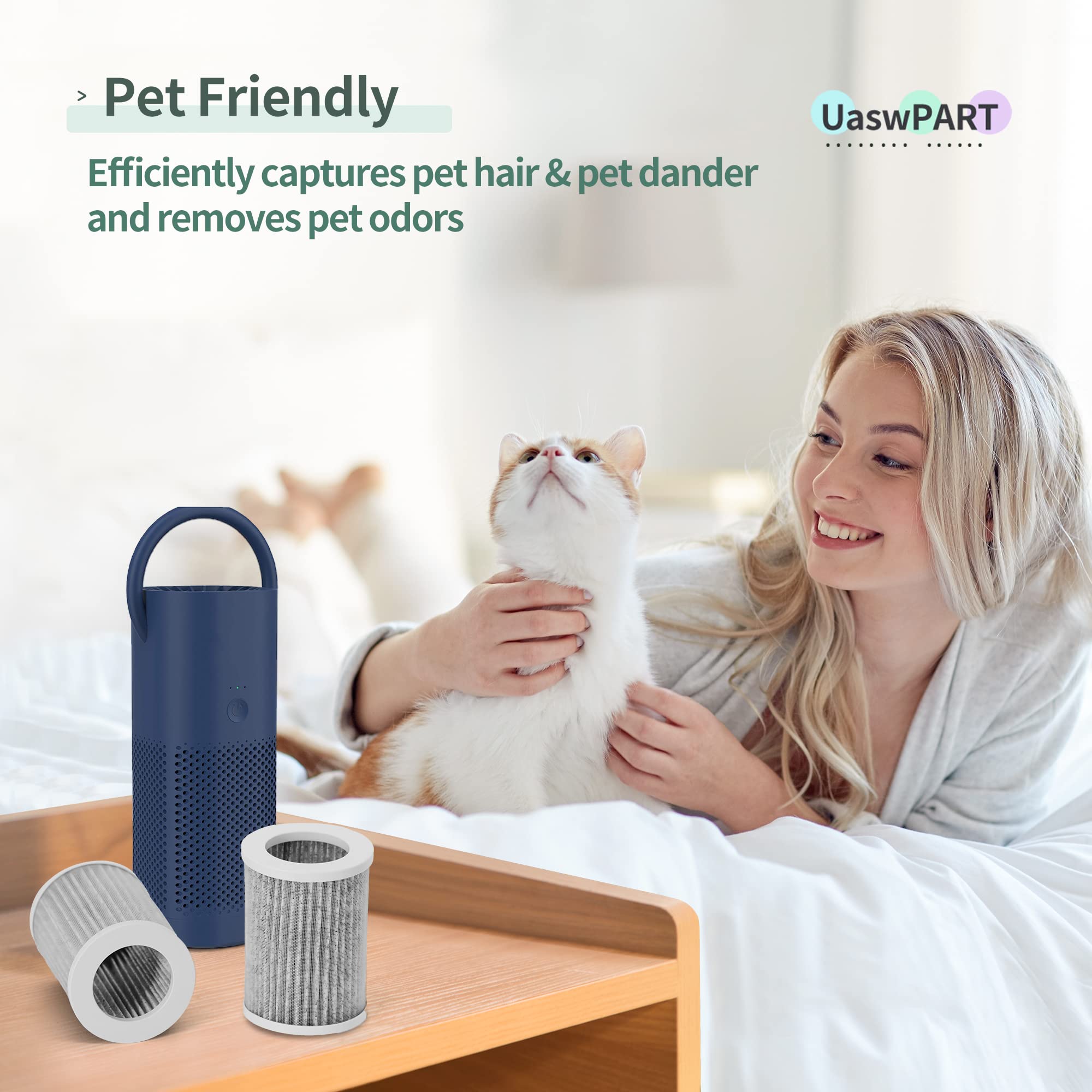 MINI Portable Filter Replacement Compatible with Pure Enrichment Filter, PureZone Mini True HEPA Air Filter Part# PEPERSAP, Premium True HEPA with Carbon Pre-filter 2-IN-1, 2-Pack
