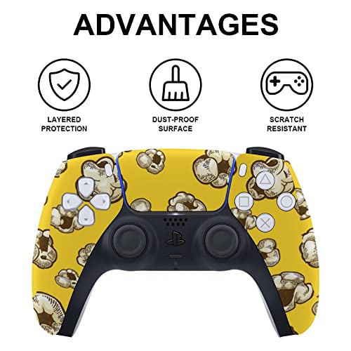 Popcorn Pattern Full Protective Skin Cover Design Wrap Decal Sticker Compatible with PS5 Digital Edition Console and Controller