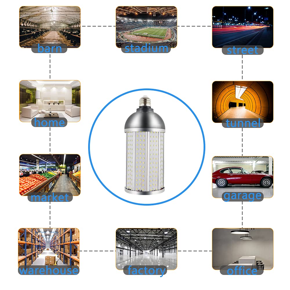Intpro LED Light Bulb Garage Light Corn Bulb Super Bright Cob Light 60W 7000lm E26 Daylight 5000K 550W Equivalent 2Pack for Indoor Garage Light Basement Barn High Bay