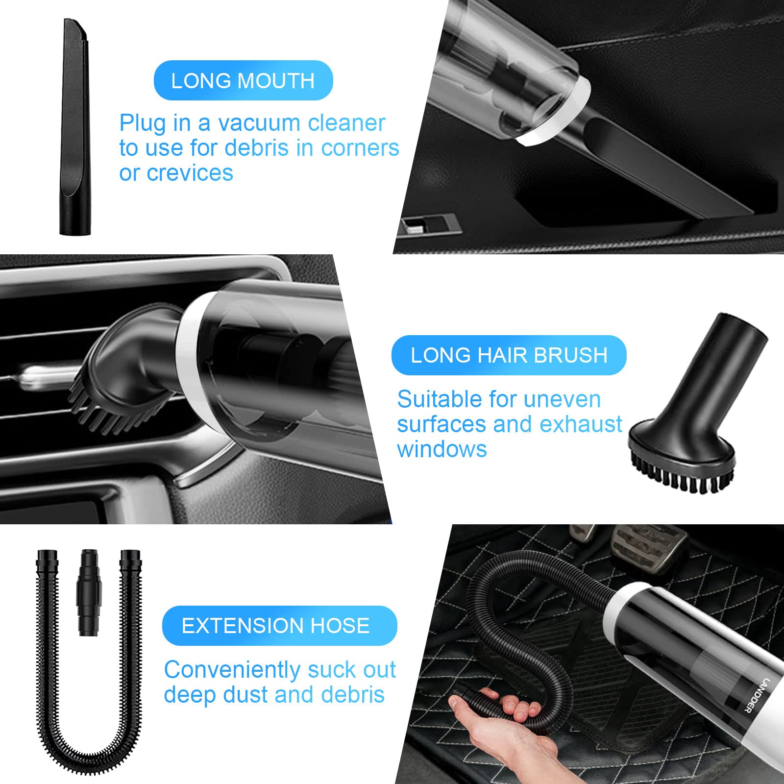 LANDDER-Stick Vacuum Cleaner Cordless, Shark Cordless Vacuum, 2 in 1 Handheld Vacuum for Hard Floor, Tile, Laminate, Carpet