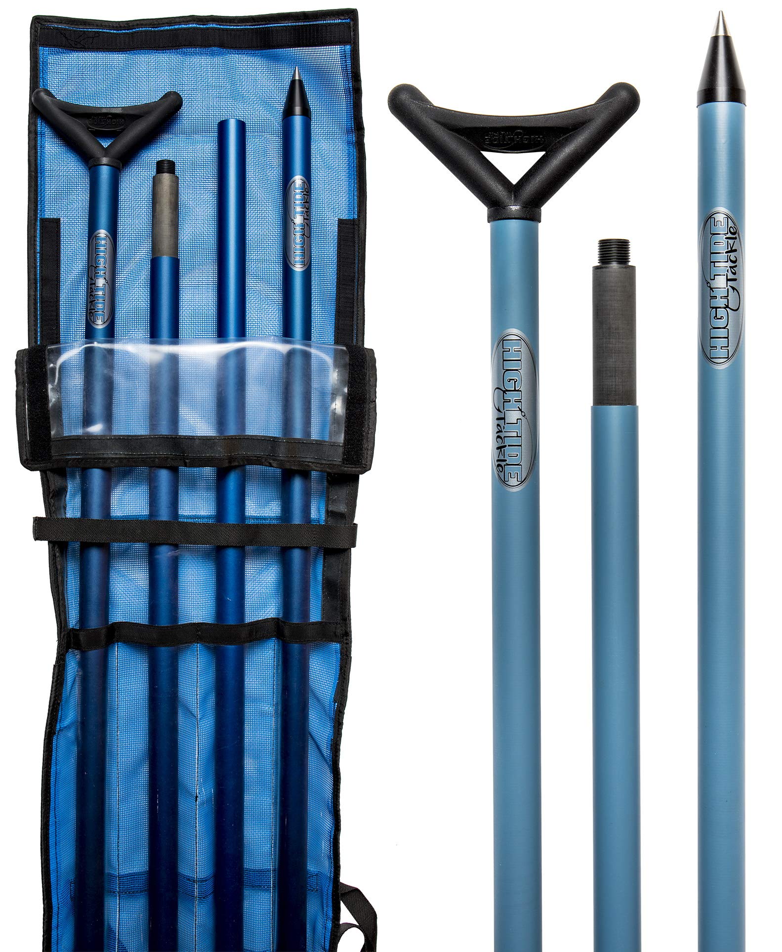 High Tide Premium Push Pole, 4-Piece Easy Assembly, Corrosion Proof, Durable Extension Pole, Stealth Fishing Tool, Fishing Accessory, Perfectly Balanced, Boat Hook, 22ft (Grey)