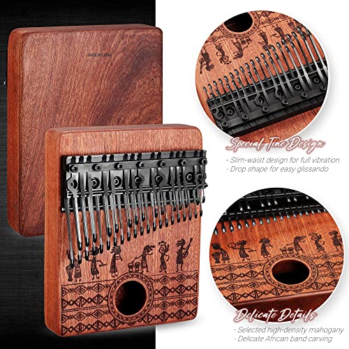 MOOZICA 36 Keys Chormatic Kalimba, Double-layer Piano Layout 36 Tines Professional Kalimba Thumb Piano, Solid Mahogany Kalimba Instrument(BKA36)