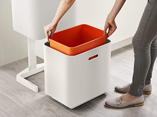 Joseph Joseph Totem Max 60 liter Waste Separation and Recycling Kitchen Trash Can with Odor filter and removable food waste caddy, Stone