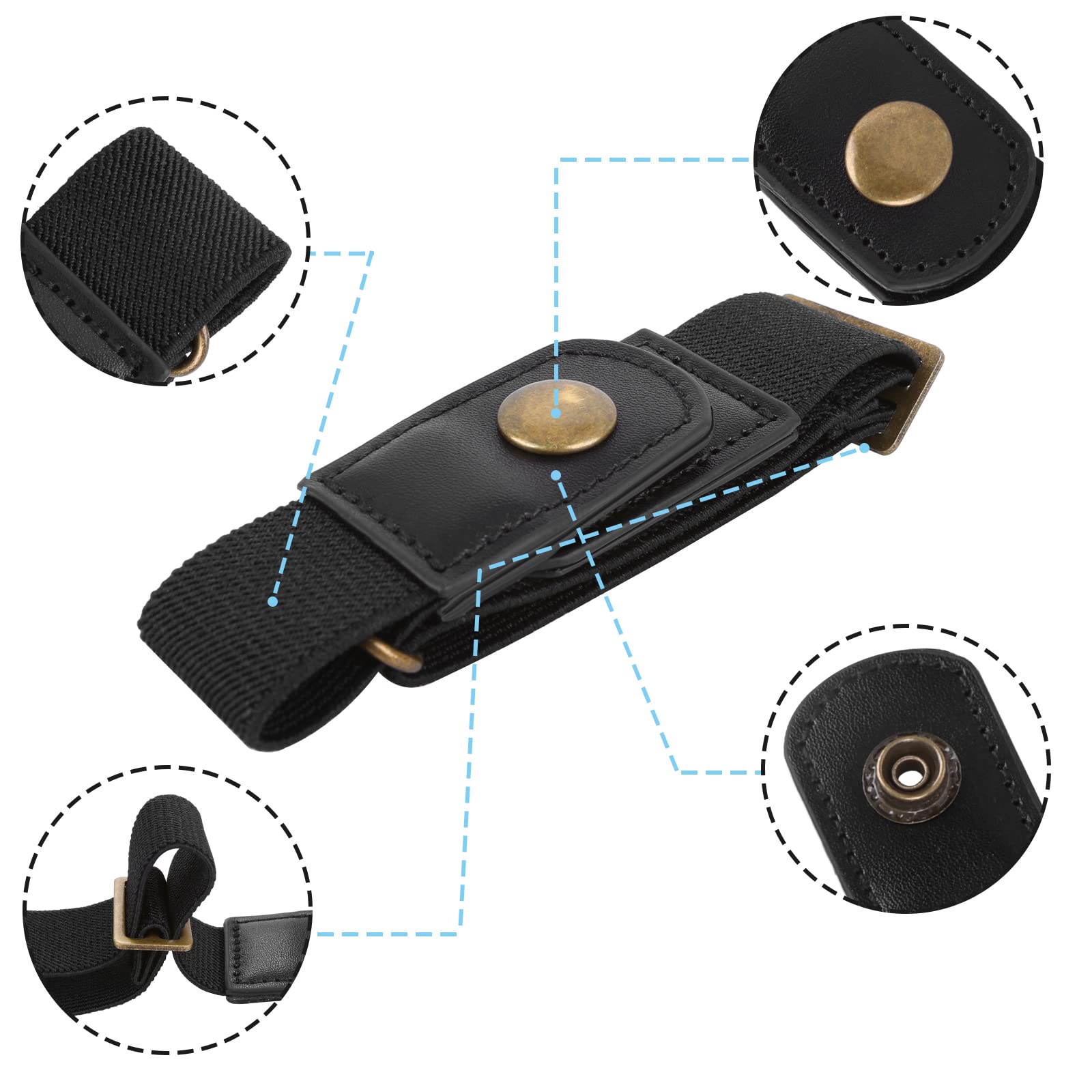 Lusofie 2pcs No Buckle Belt Women,Belt Elastic Comfortable Invisible Belt for Jeans