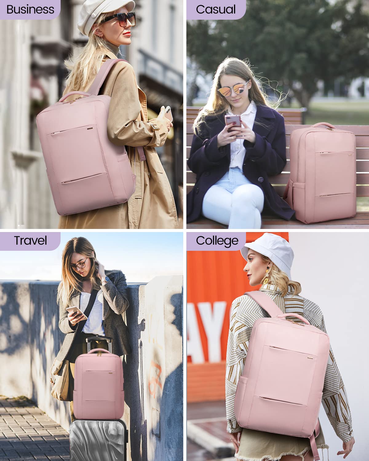 LOVEVOOK Laptop Backpack for Women & Men, Unisex 17 inch Waterproof Travel Backpack, Smart Work Backpack Casual Daypack with USB Charging Port, Computer Backpack for Business