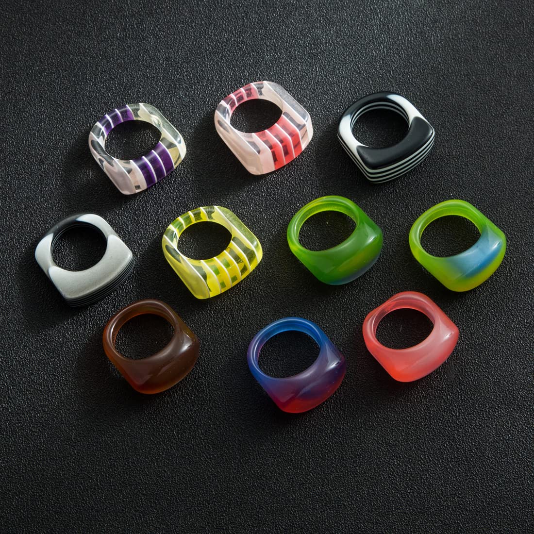 K&Y 20PCS resin acrylic color ring 15PCS color flower butterfly beaded ring set cute handmade flower bead ring for Women (Color3)