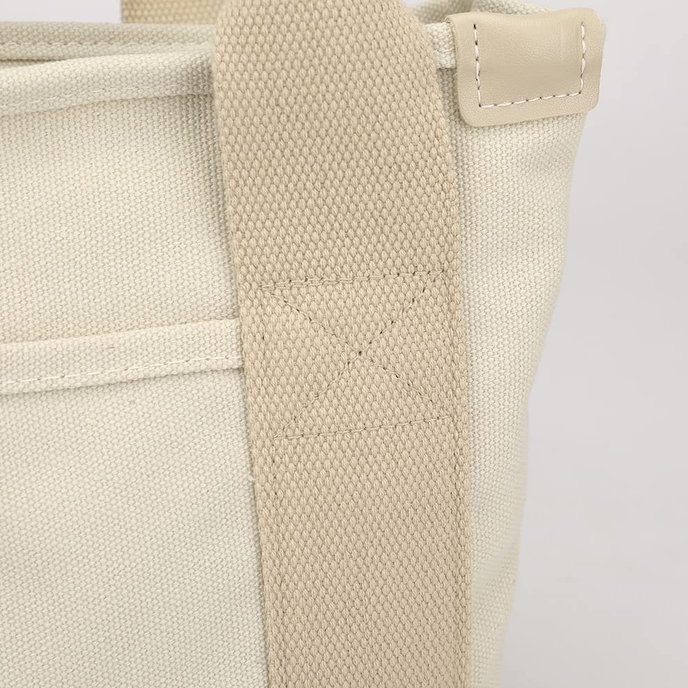 Mini Tote Bag for Women Canvas Small Crossbody Bag Large Capacity Multi-Pocket Handbag for Travel Work School
