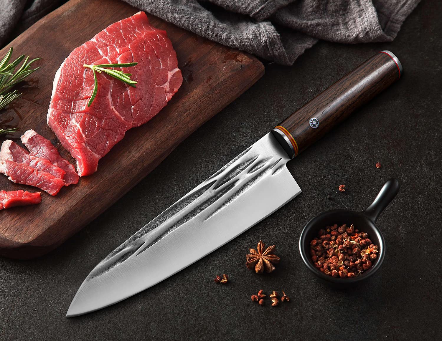 POPSUN Japanese Chef Knife, Sharp Hand Forged Kitchen Chef Knife, Professional 7cr17mov High Carbon Stainless Steel Gyuto Chef's Knife - Rosewood Handle & Gift Box