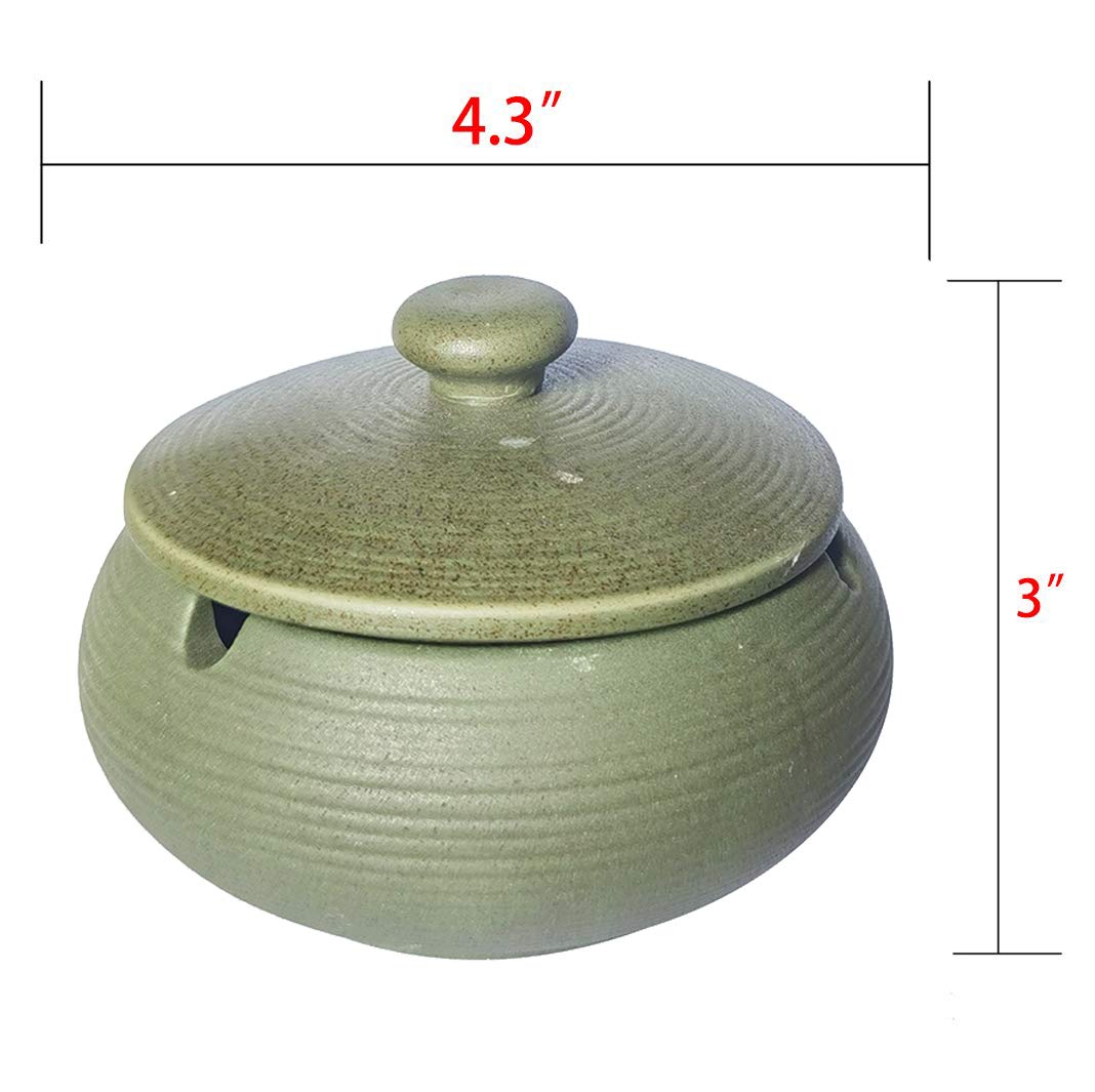 Hoobar Ceramic Ashtray with Lids,Windproof Cigarette Ashtray for Indoor Use, Ash Holder for Smokers, Desktop Smoking Ash Tray for Home Office Decoration (Gray)