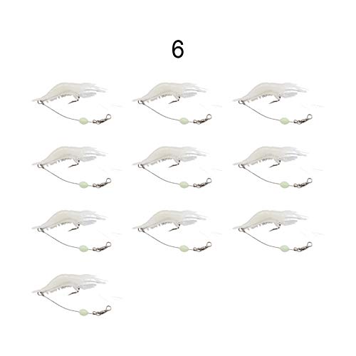 maiduoduo01 Fishing Lure 10Pcs 9.5cm/6.5g Luminous Bionic Shrimp Soft Lures Baits with Hook Fishing Tools