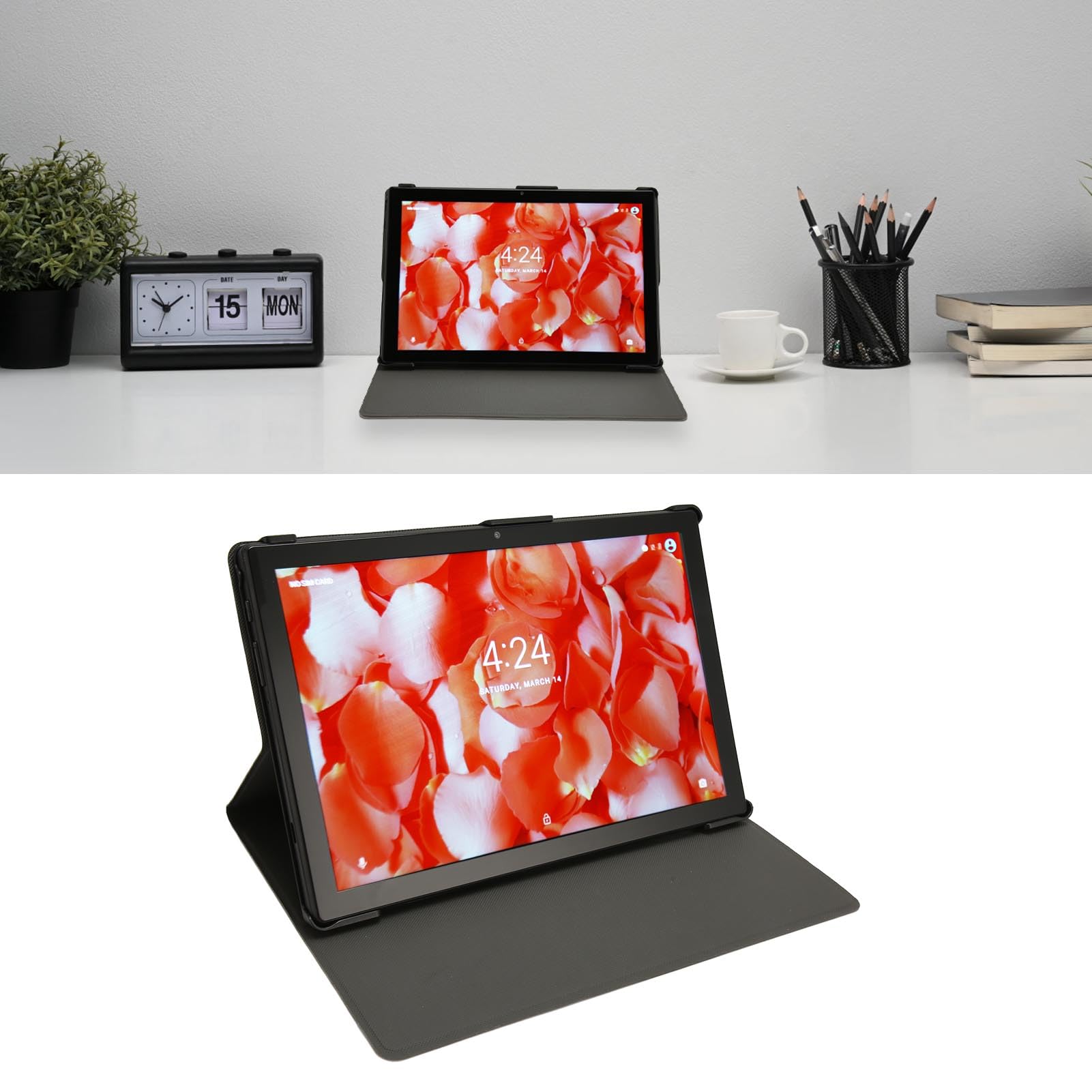 ICRPSTU Business Tablet, Office Tablet with 3 Card Slots, 10.1 Inch FHD Octa Core CPU, 4G LTE, 5G, WiFi with Travel Case (US Plug)