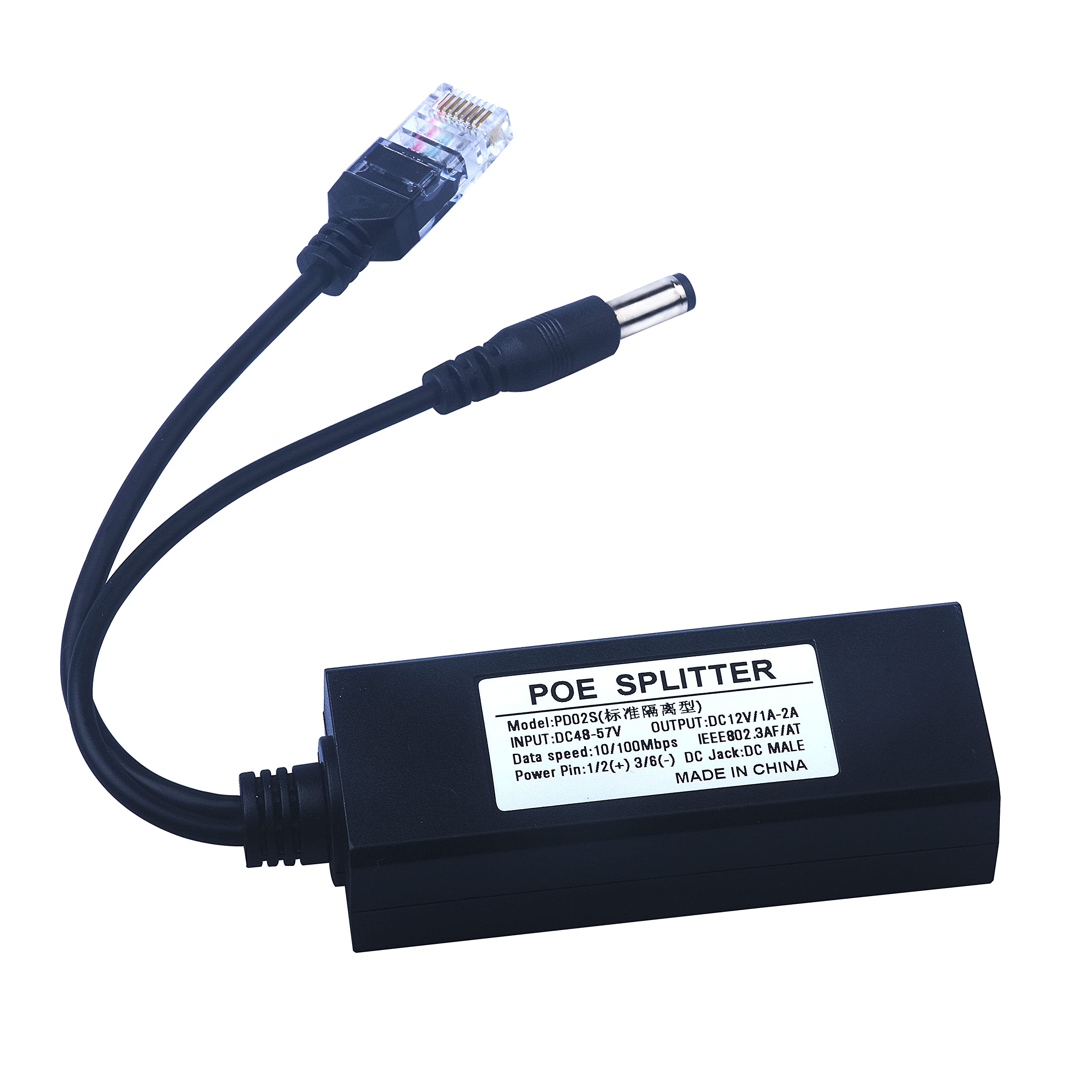 PoE Splitter,48V to 12V PoE Splitter Adapter, Iskueal PoE Splitte IEEE 802.3af Compliant 10/100Mbps, DC 12V Output, for IP Camera AP Voip Phone and More