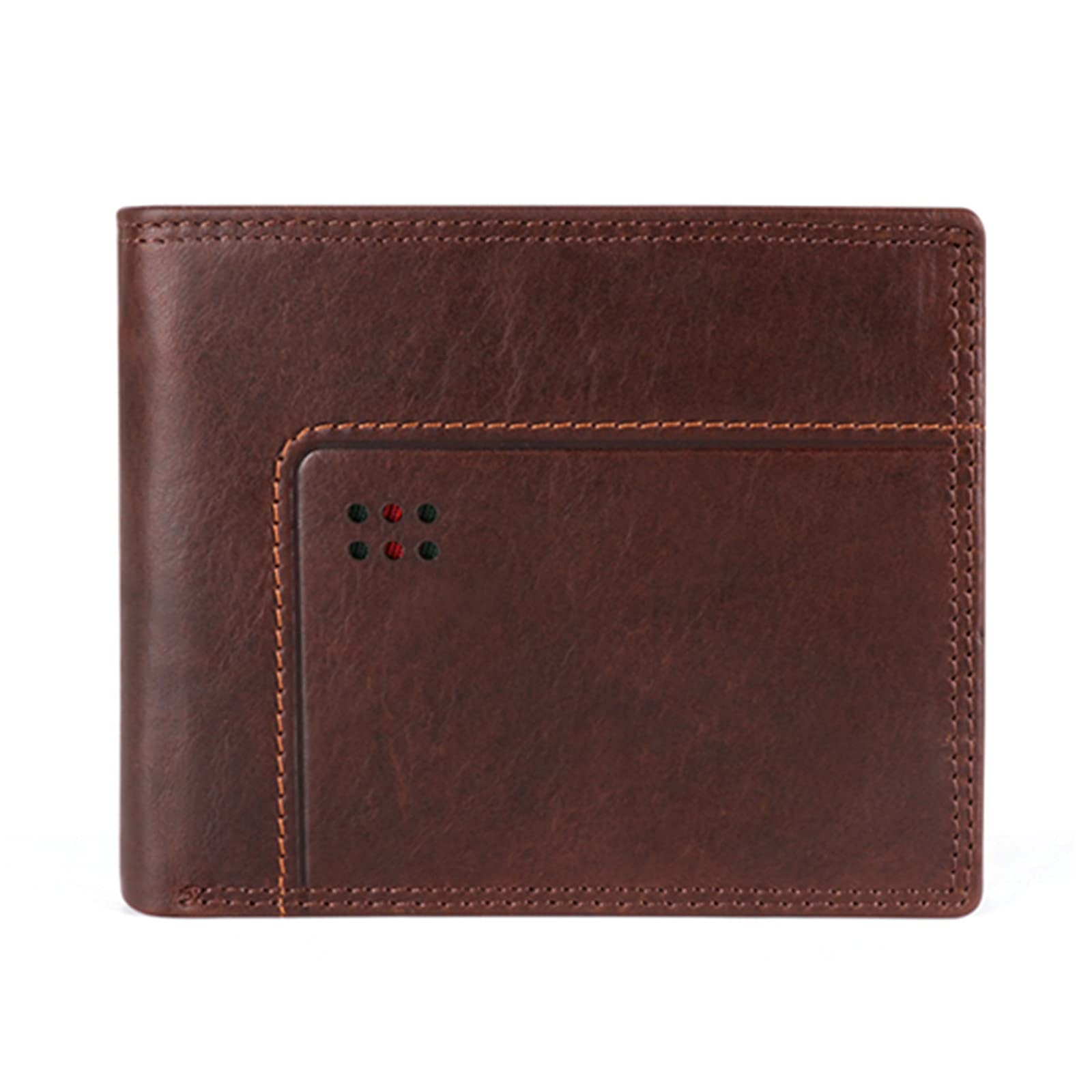 Leather Wallets for Men Men's Wallets Card Cases Money Organizers RFID Blocking Wallet Card Case with ID Window Brown 11x9x1cm