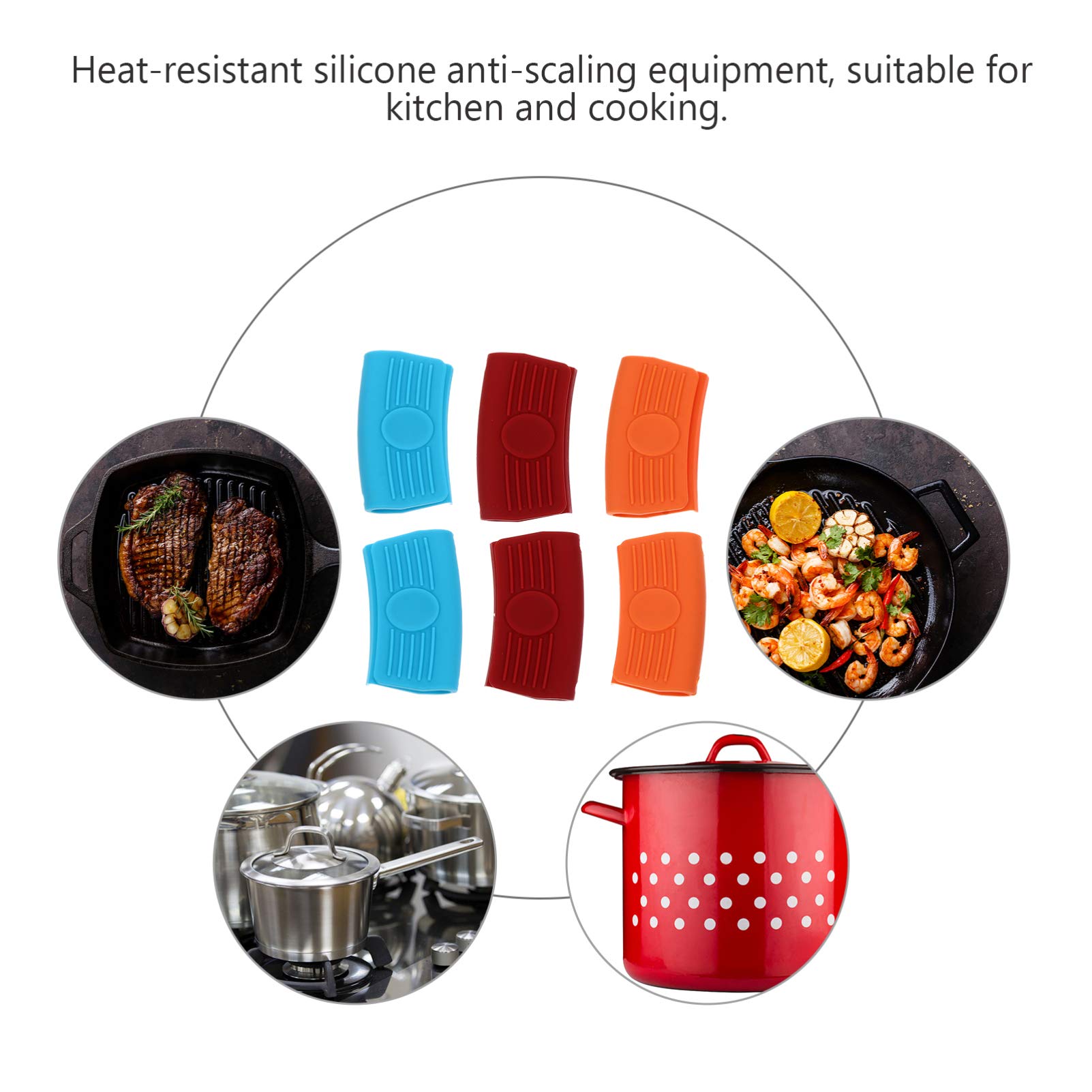 MILISTEN 3 Pair Silicone Pot Ear Clips Frying Pans Handle Cover Fry Pan Handle Holder Oven Grab Mitts Bowl Clip Pot Pad Red Pot Holders Hot Handle Holder Insulation Sleeves