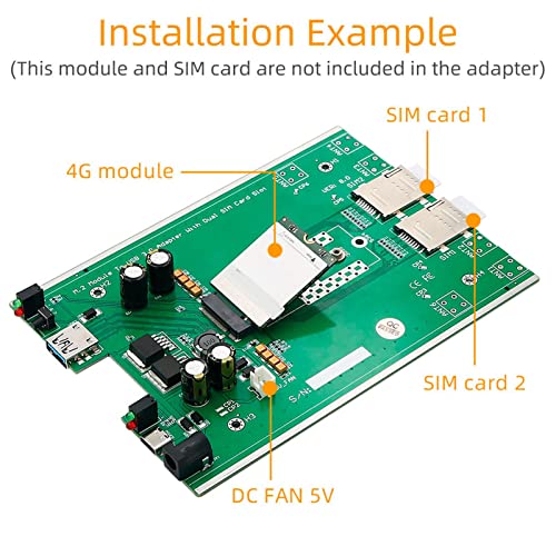 NGFF M.2 to USB 3.0 Adapter Portable Network Adapter with Cooling Fan Dual SIM Card Slot High Gain Antenna for 4G 5G WWAN LTE