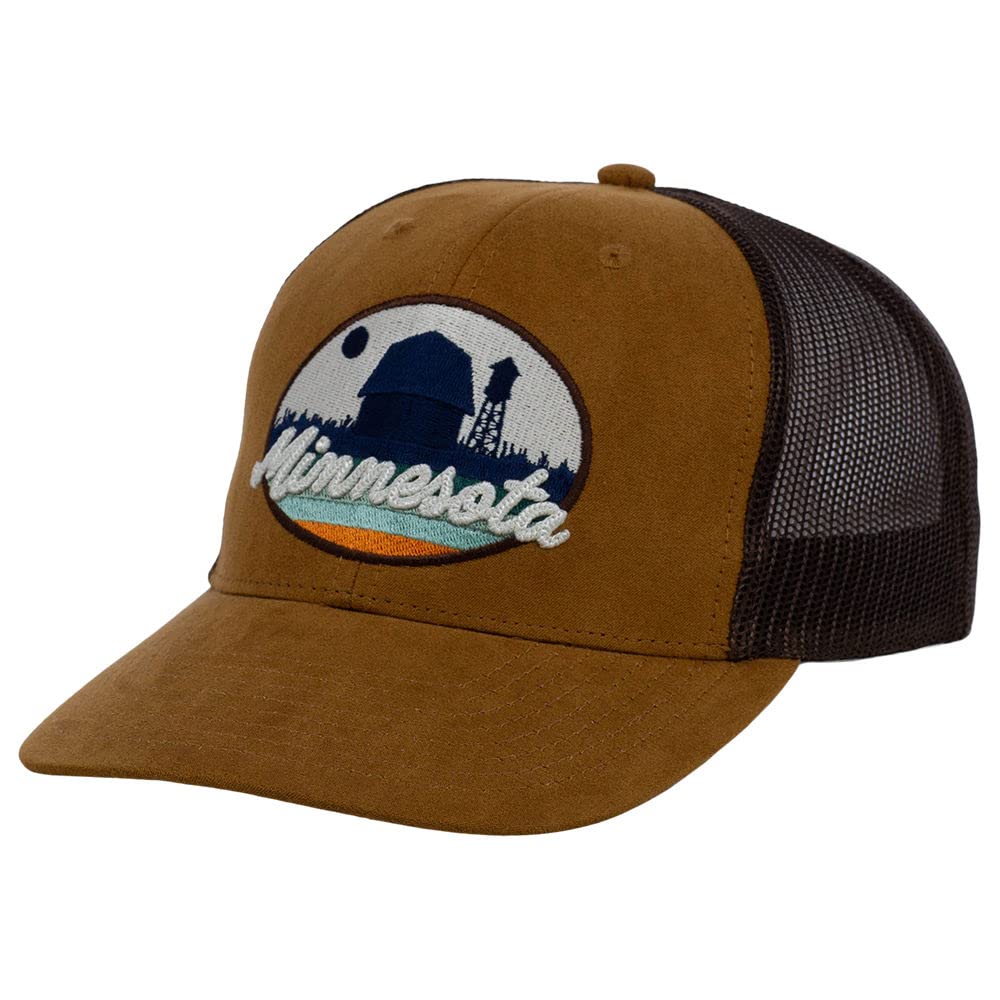 Local Crowns Colorado Faux Suede Retro Views Trucker Adjustable Snapback Hat tan