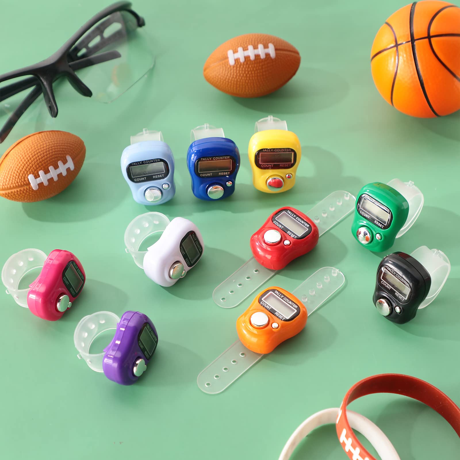 Hoteam Electronic Finger Counter LCD Digital Display Finger Hand Tally Counter Mini 5-Digit Number Counter Clicker Track and Field Lap Counters for Stitch Knitting Crochet Golf, 12 Colors (96)