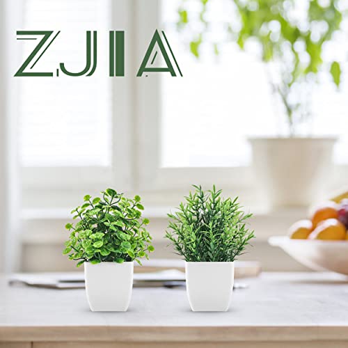 ZJIA 2 Packs Fake Plants Small Artificial Greenery Faux Plants Indoor for Home Farmhouse Bathroom Shelf Decor