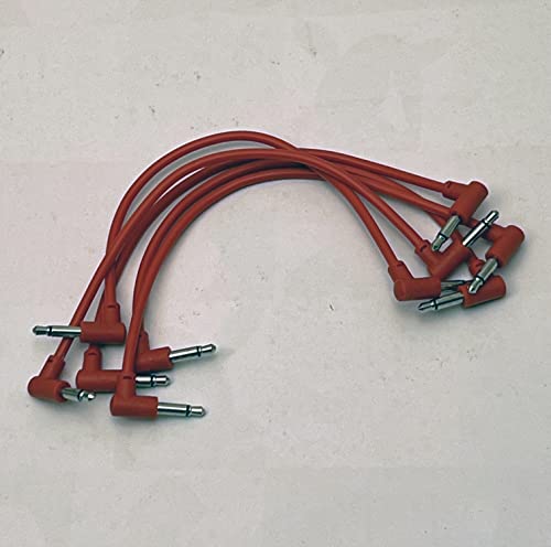 Luigis Modular M-PAR Right Angled Eurorack Patch Cables - Package of 5 Red Cables, 6" (15 cm)