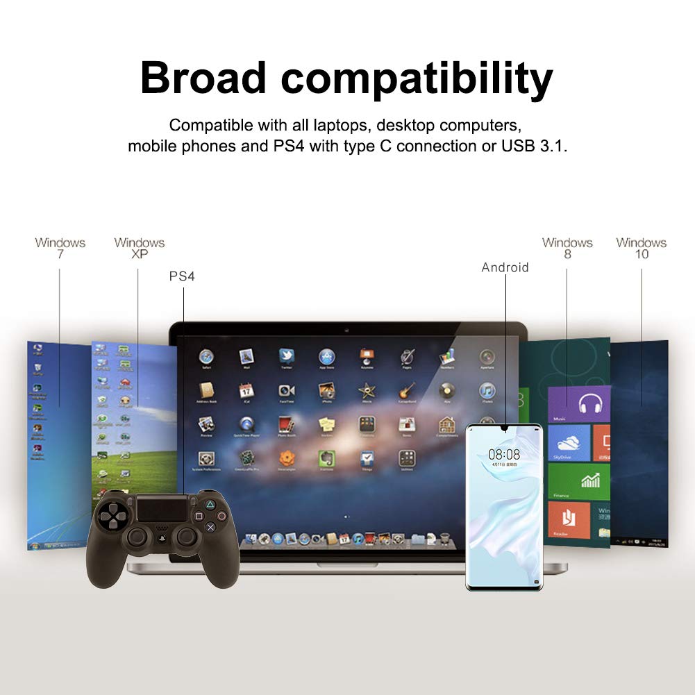 KEXIN 120GB Portable External SSD - Up to 400MB/s - USB-C, USB 3.1 Mini Game Drive Solid State Flash Drive Disk, Compatible with Mac OS, Windows, Laptop, X-Box, PS4