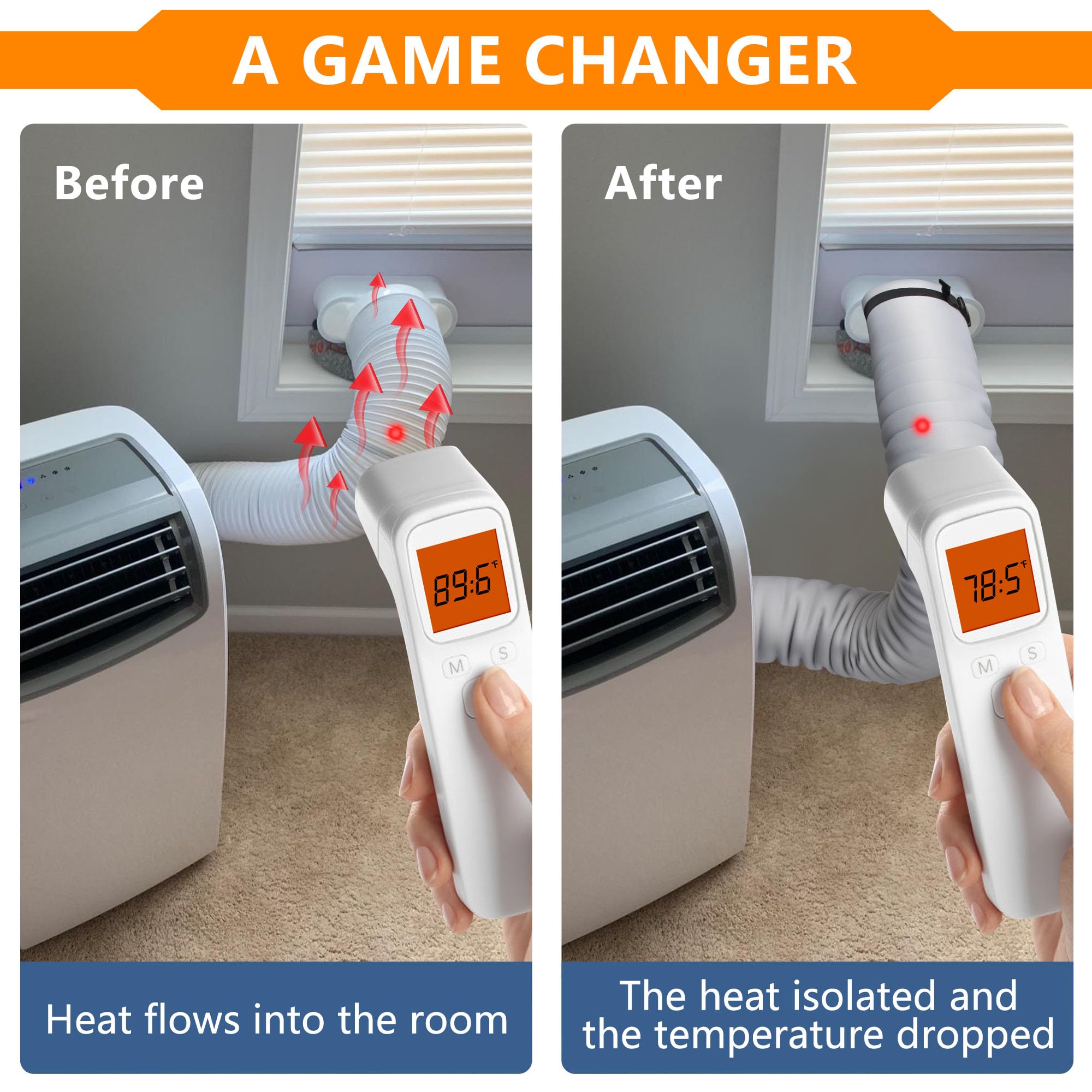 Portable AC Hose Insulation Sleeve, Portable Air Conditioners Insulated Hose Cover Wrap, Fit 5" & 5.9" Diameter Exhaust Hose, Easy Installation with 3*Adjustable Buckle Straps, Light Gray