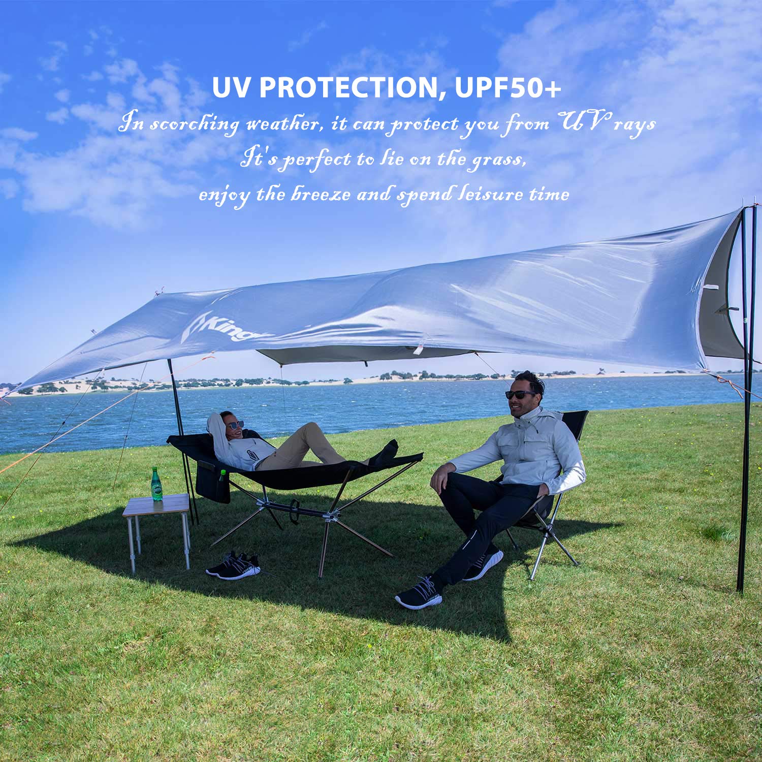 KingCamp Camping Tarp 10ft Oversize Tarp for Camping Lightweight Tearproof Hammock Rain Fly Waterproof Tarp with Silver Coating UPF50+ UV Protection for Backpacking Hiking Traveling Tent Tarps